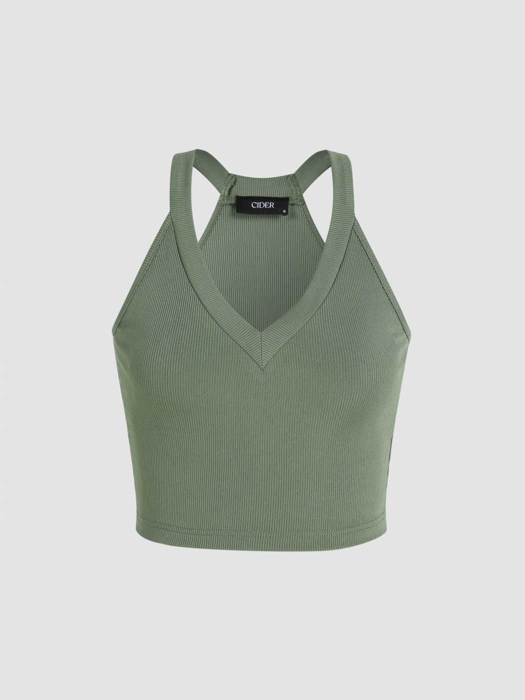 V-neck Rib Crop Tank Top For Daily Casual