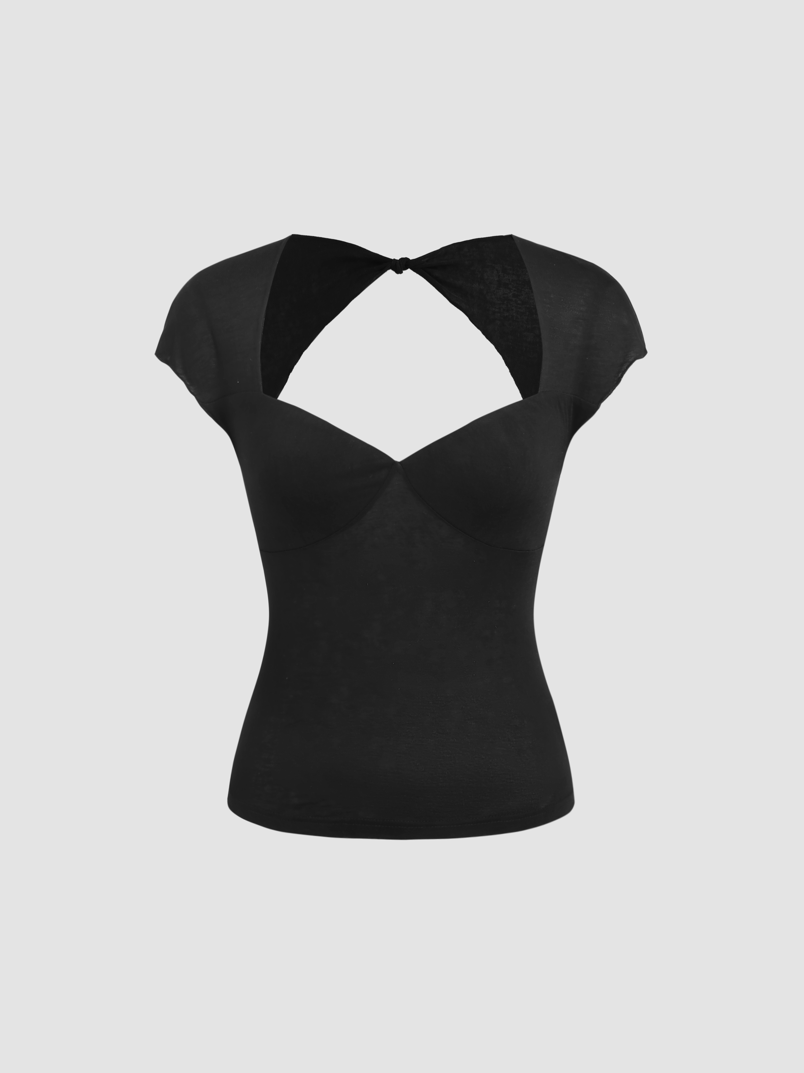 V Neck Short Sleeve Backless Top For Daily Casual