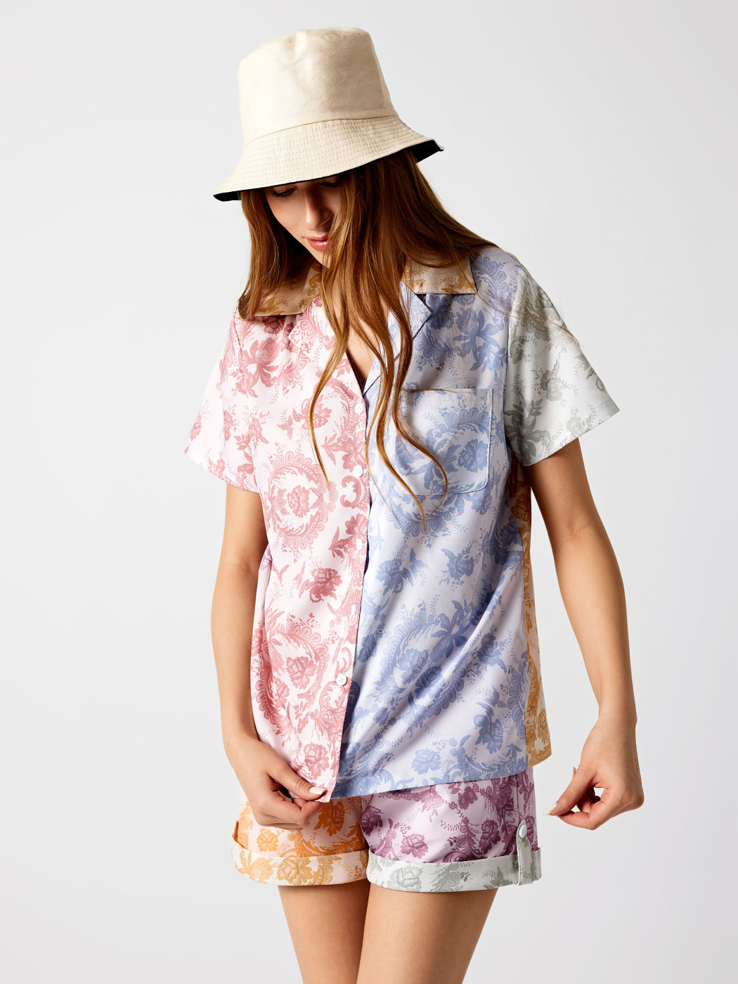 Floral Colorblock Button Shirt