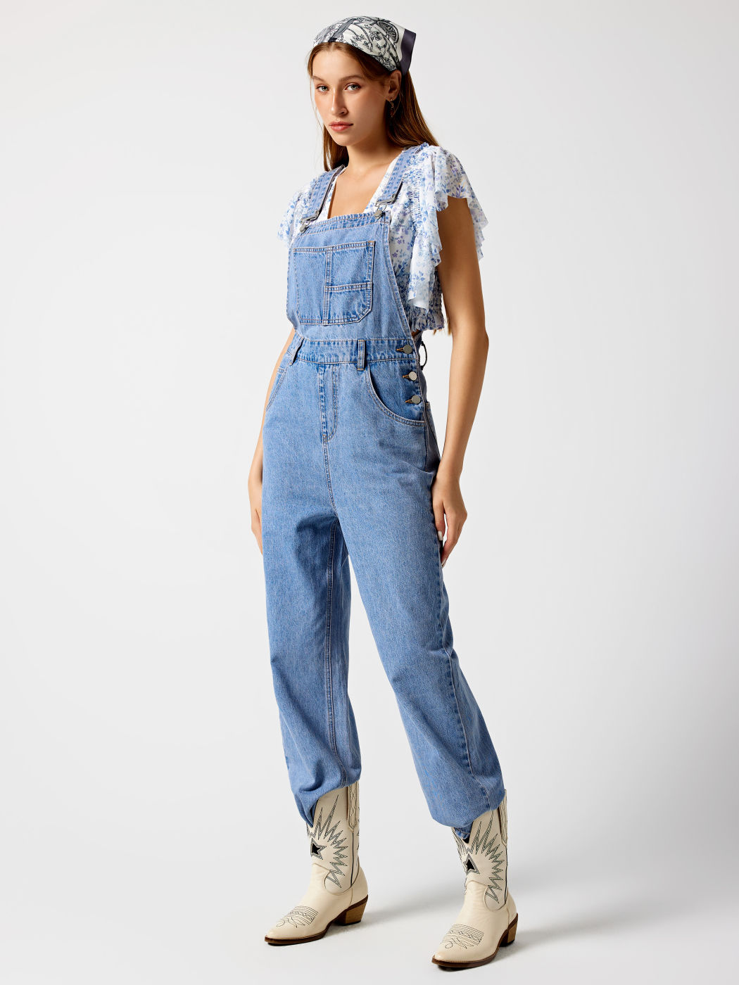 Denim Pocket Buckle Denim Jumpsuit For School Daily Casual