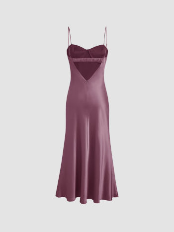 Split Backless Ruffle Hem Midi Dress - Cider