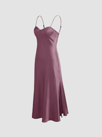 Split Backless Ruffle Hem Midi Dress - Cider