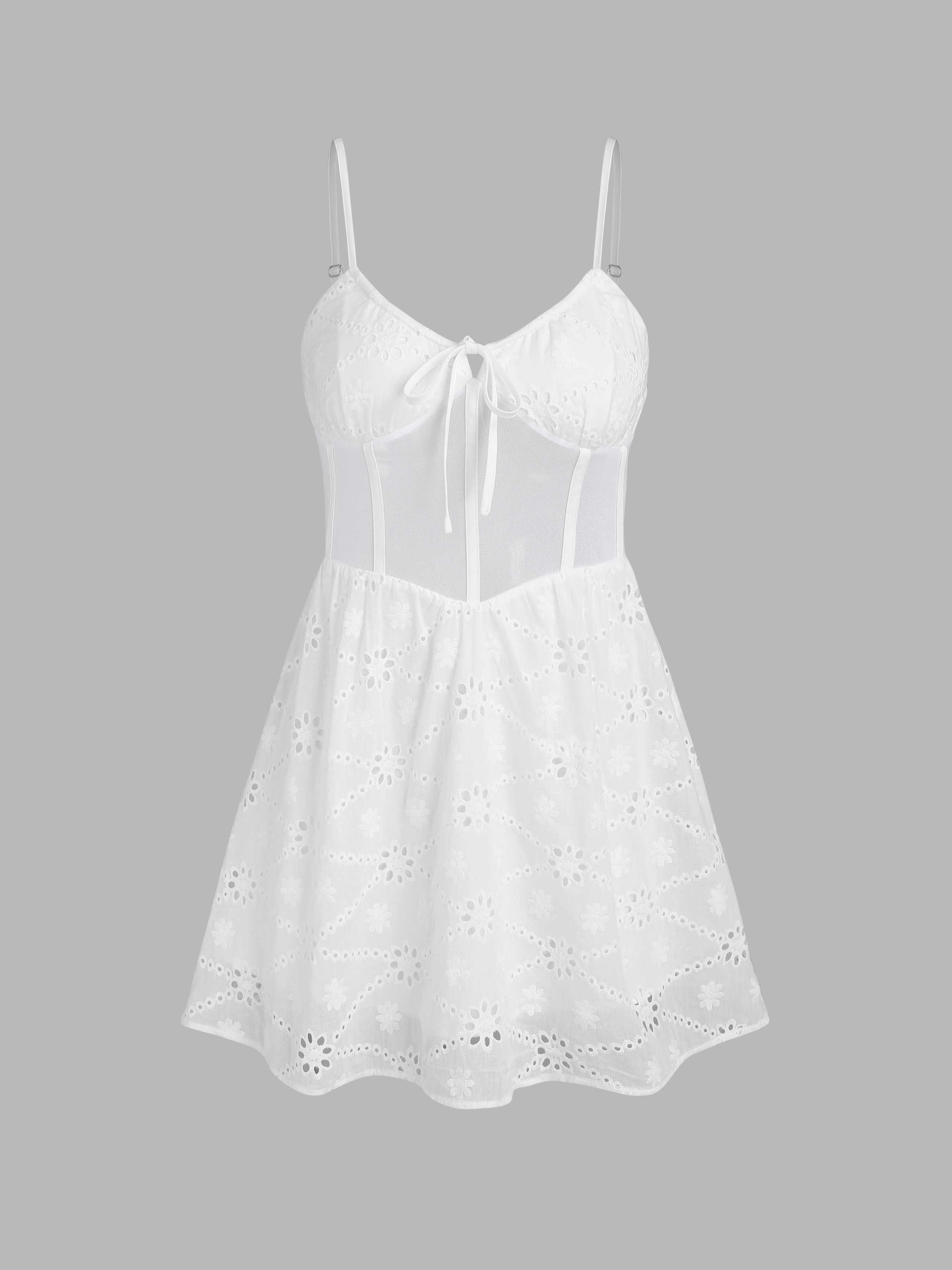 White Dress White Graduation Dresses Sun Dresses Mesh Knotted Corset Mini Dress For Vacation