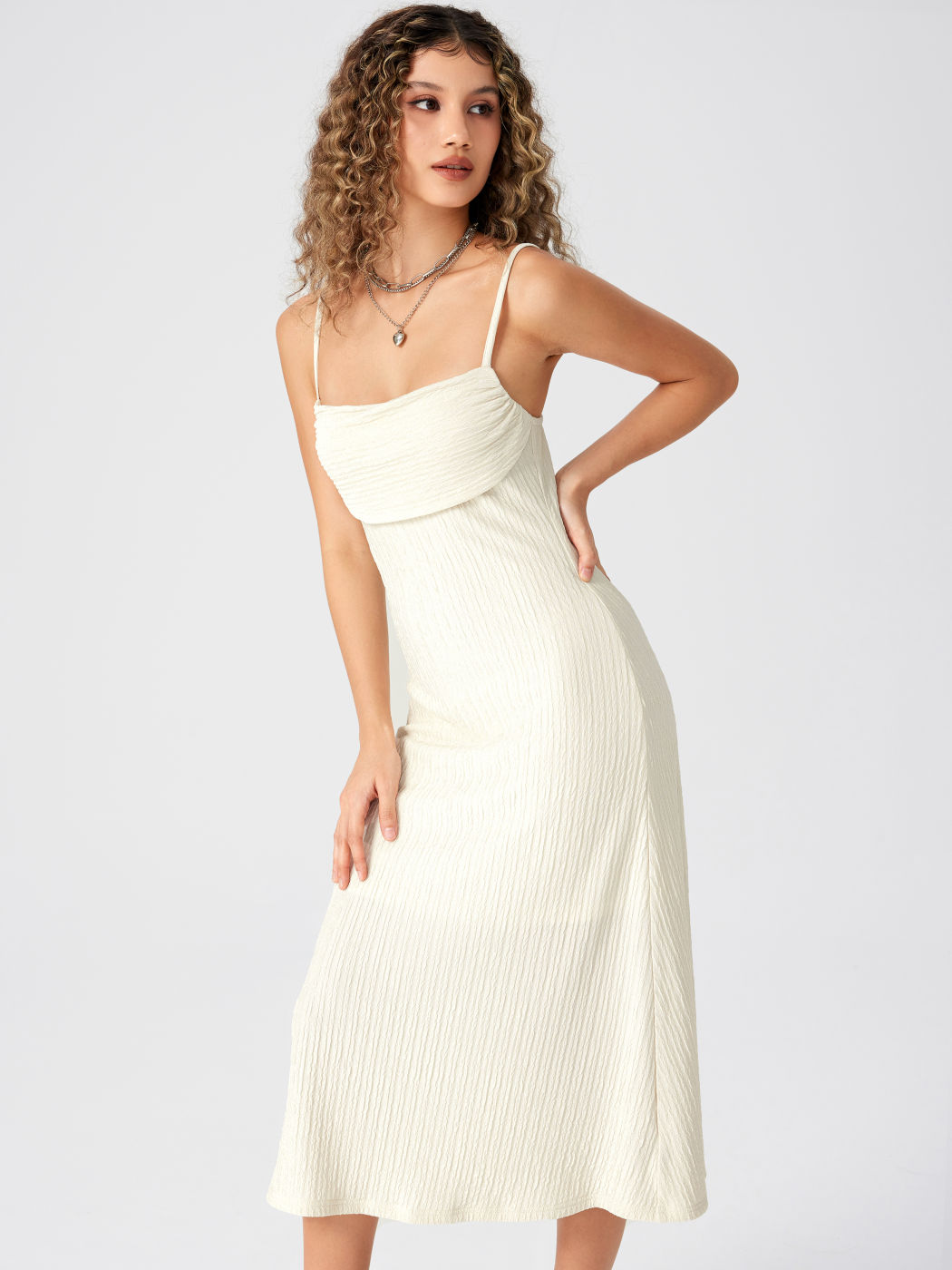 Knit Fabric Texture Ruched Midi Dress For Date