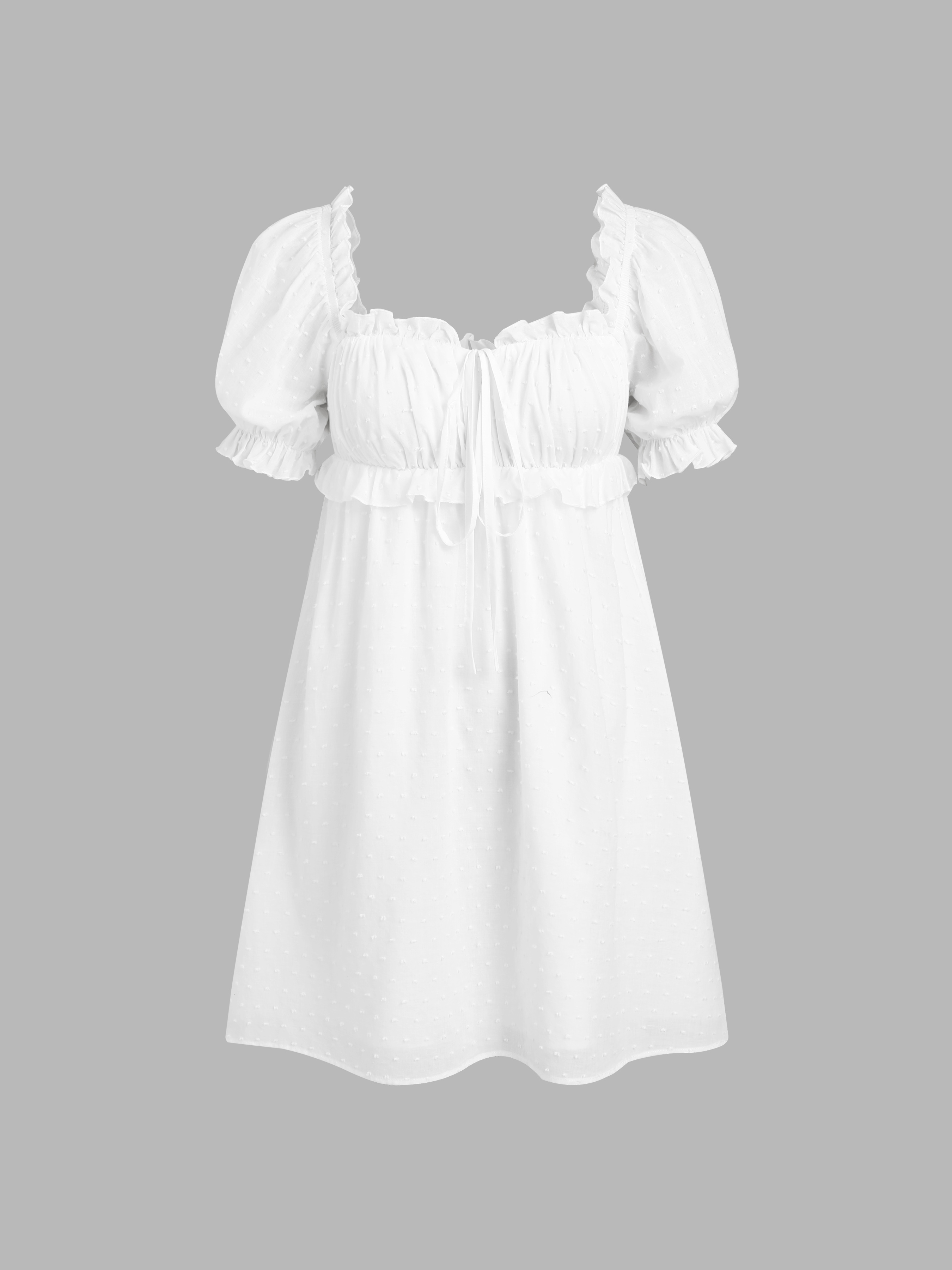 Woven Ruched Ruffle Hem Sweetheart Mini Dress For Daily Casual Wedding Date