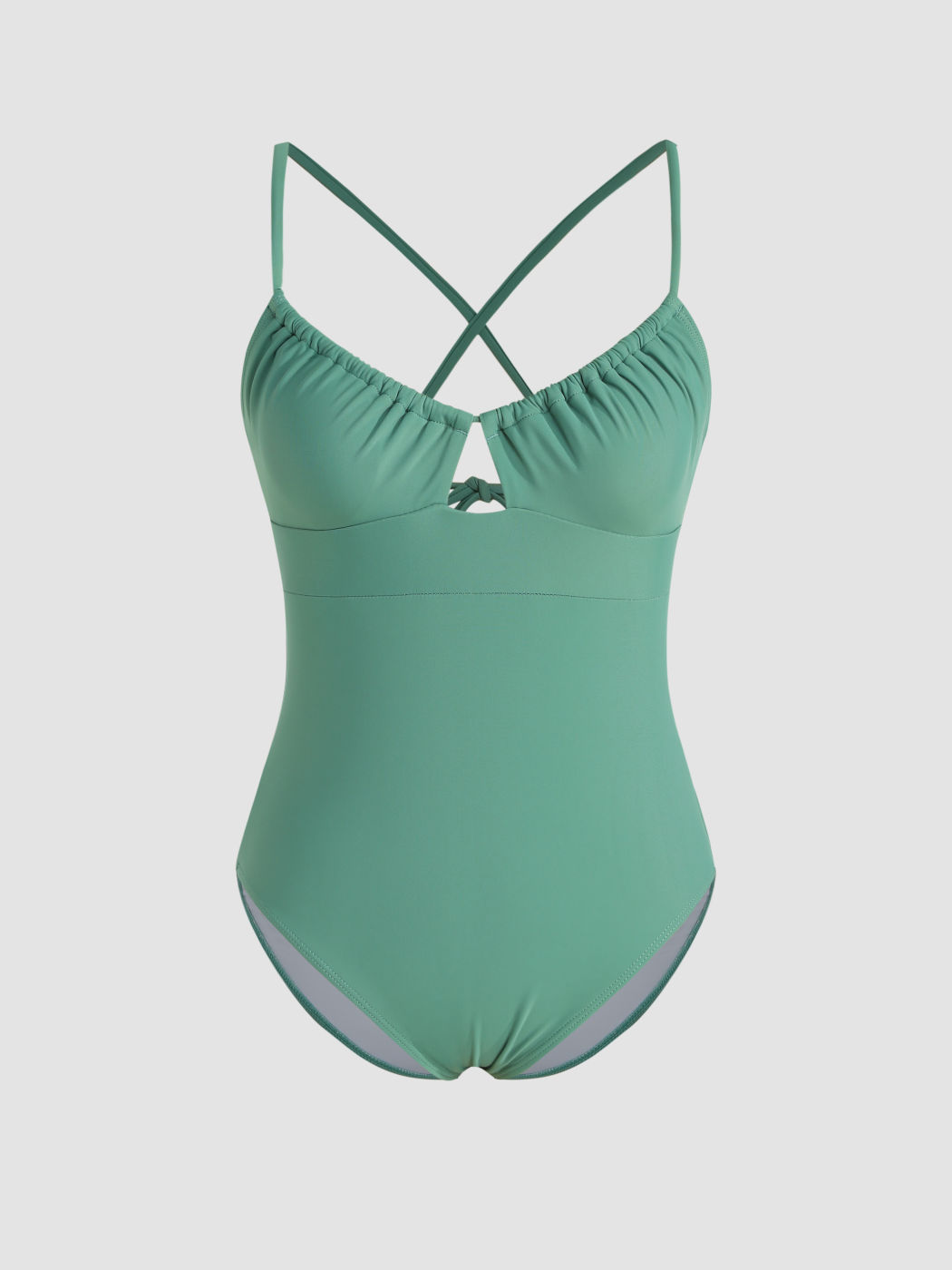 Knit Fabric Lace Up Cut Out One Piece Swimsuit For Vacation Swimming ...