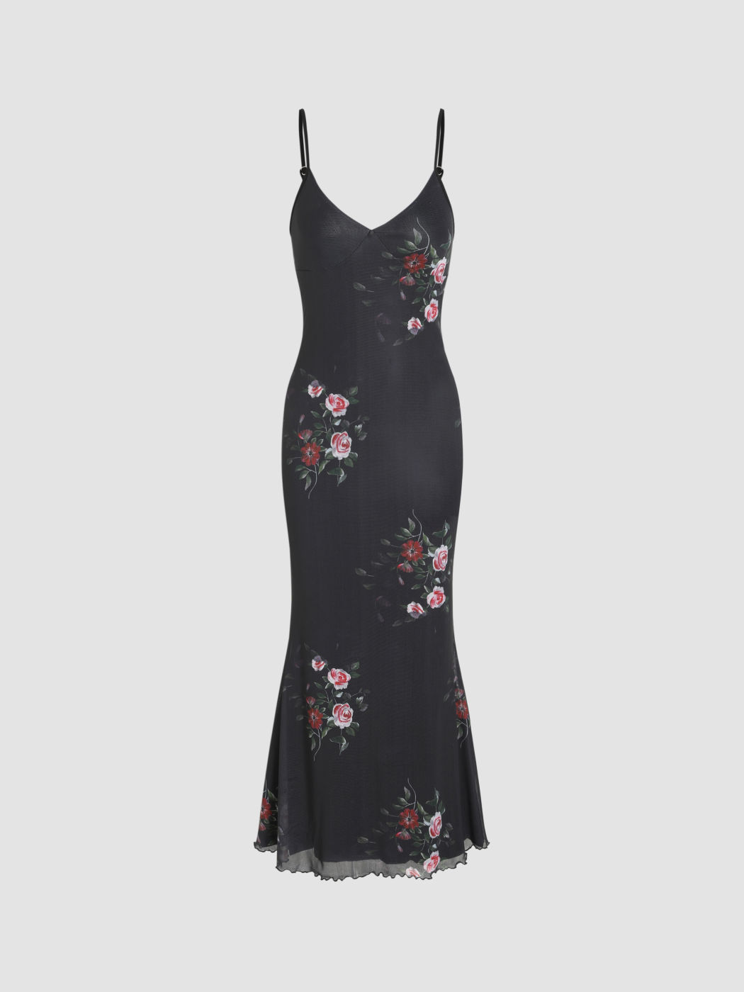 Mesh Floral Mermaid Maxi Dress For Date