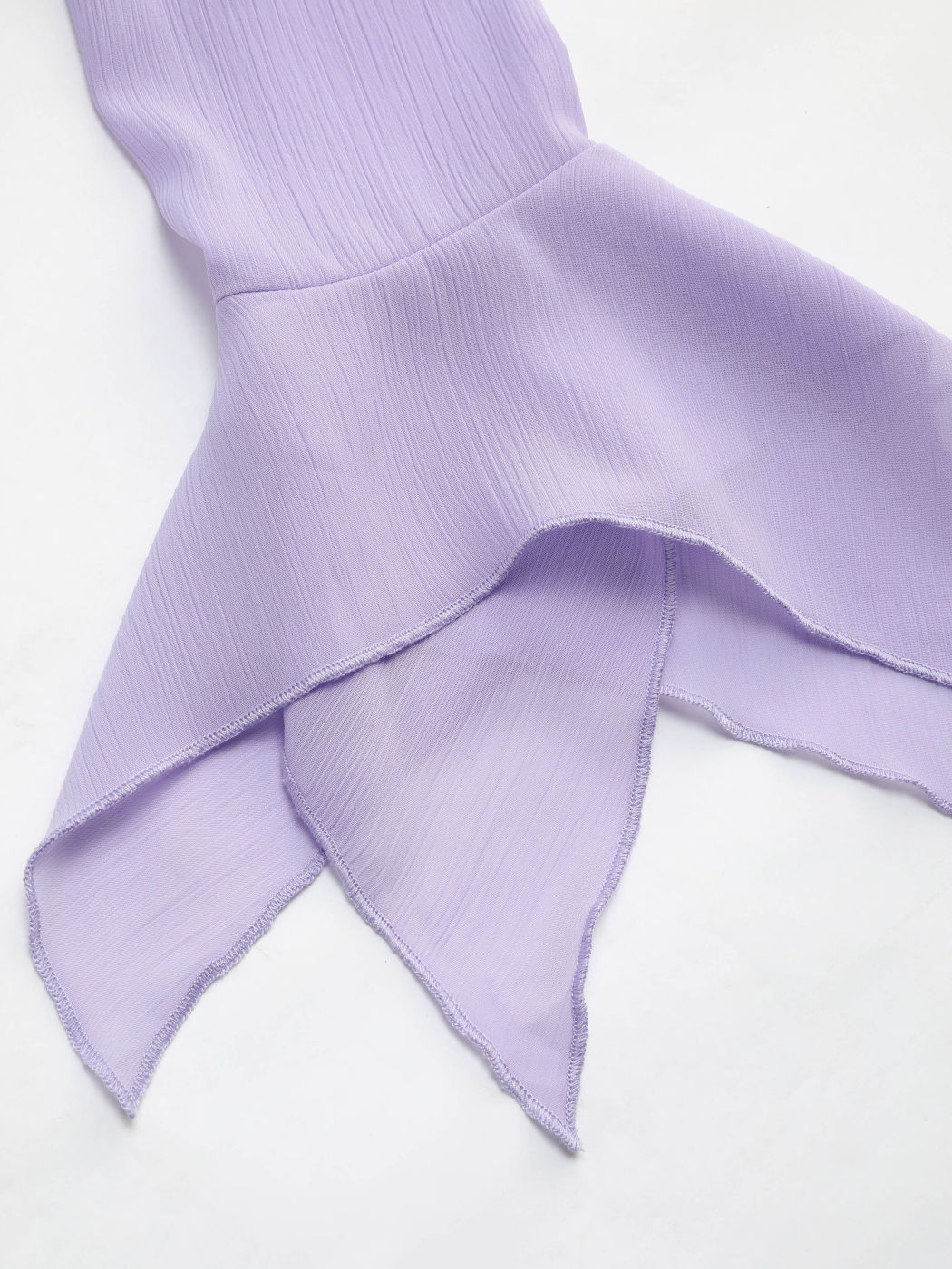 Texture Ruffle Hem Long Sleeve Blouse For Vacation