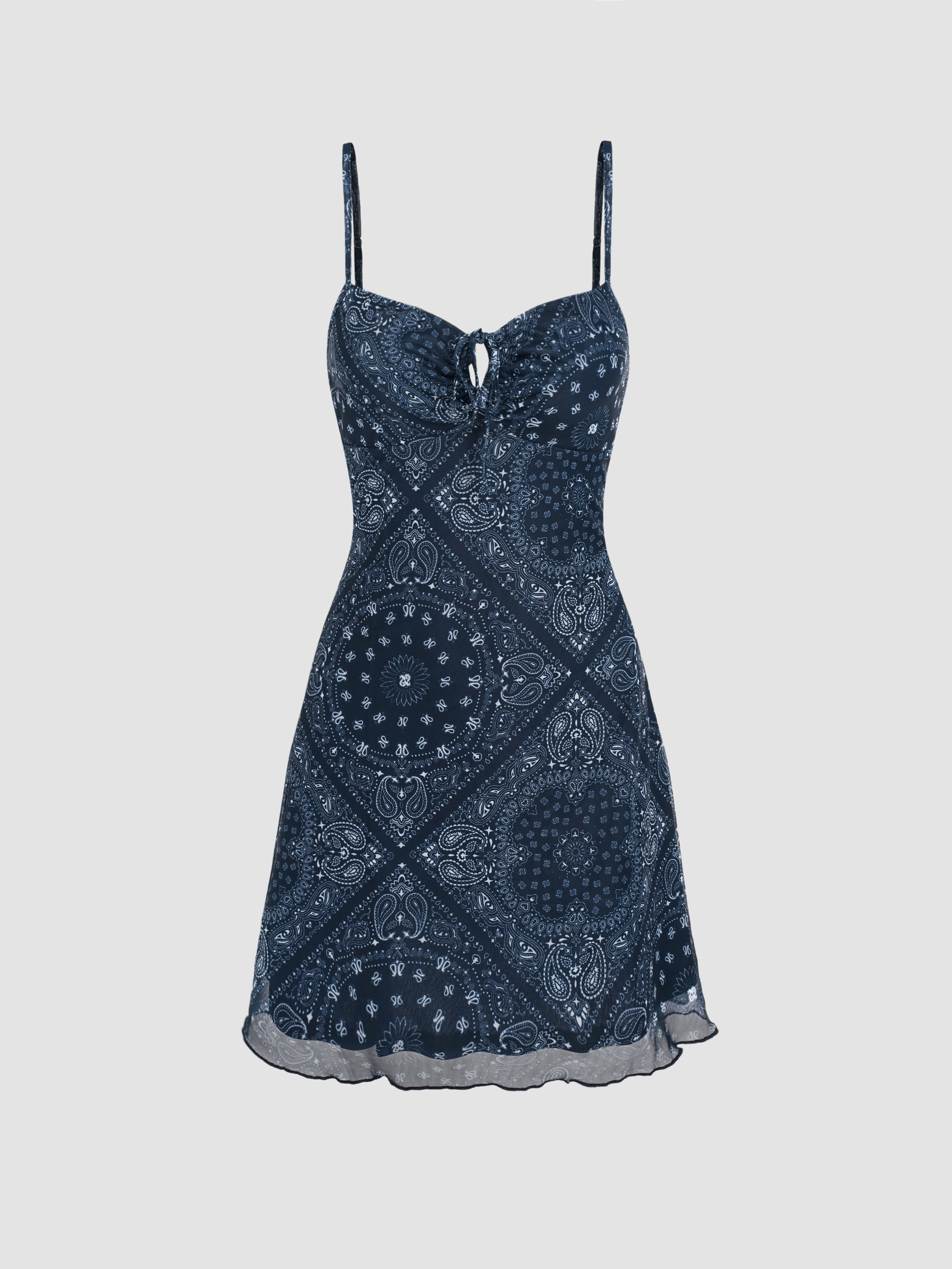 Graduation Dress Grad Dresses Knit Fabric Aztec Mesh Knotted Mini Dress ...