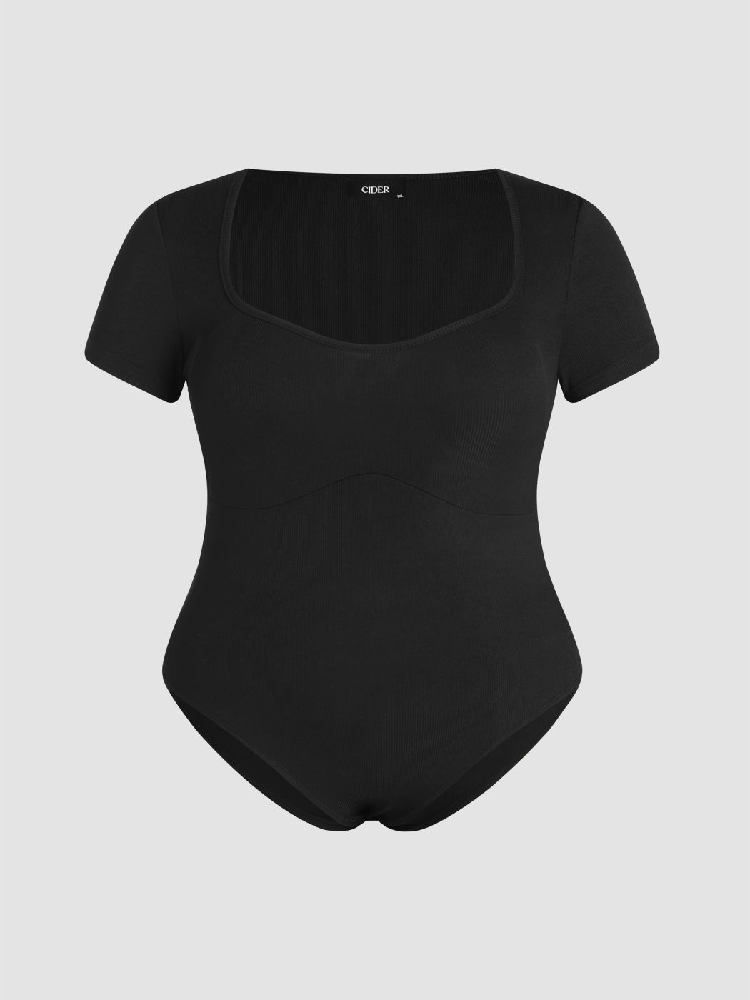 U-neckline Knitted Bodysuit Curve & Plus - Cider