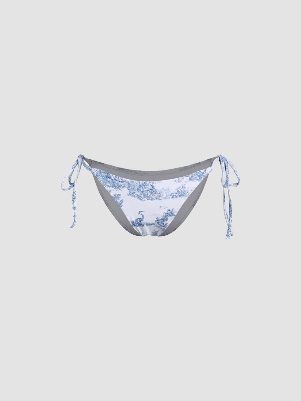 Toile De Jouy Tie Side Bikini Bottom For Vacation Swimming Pool Beach