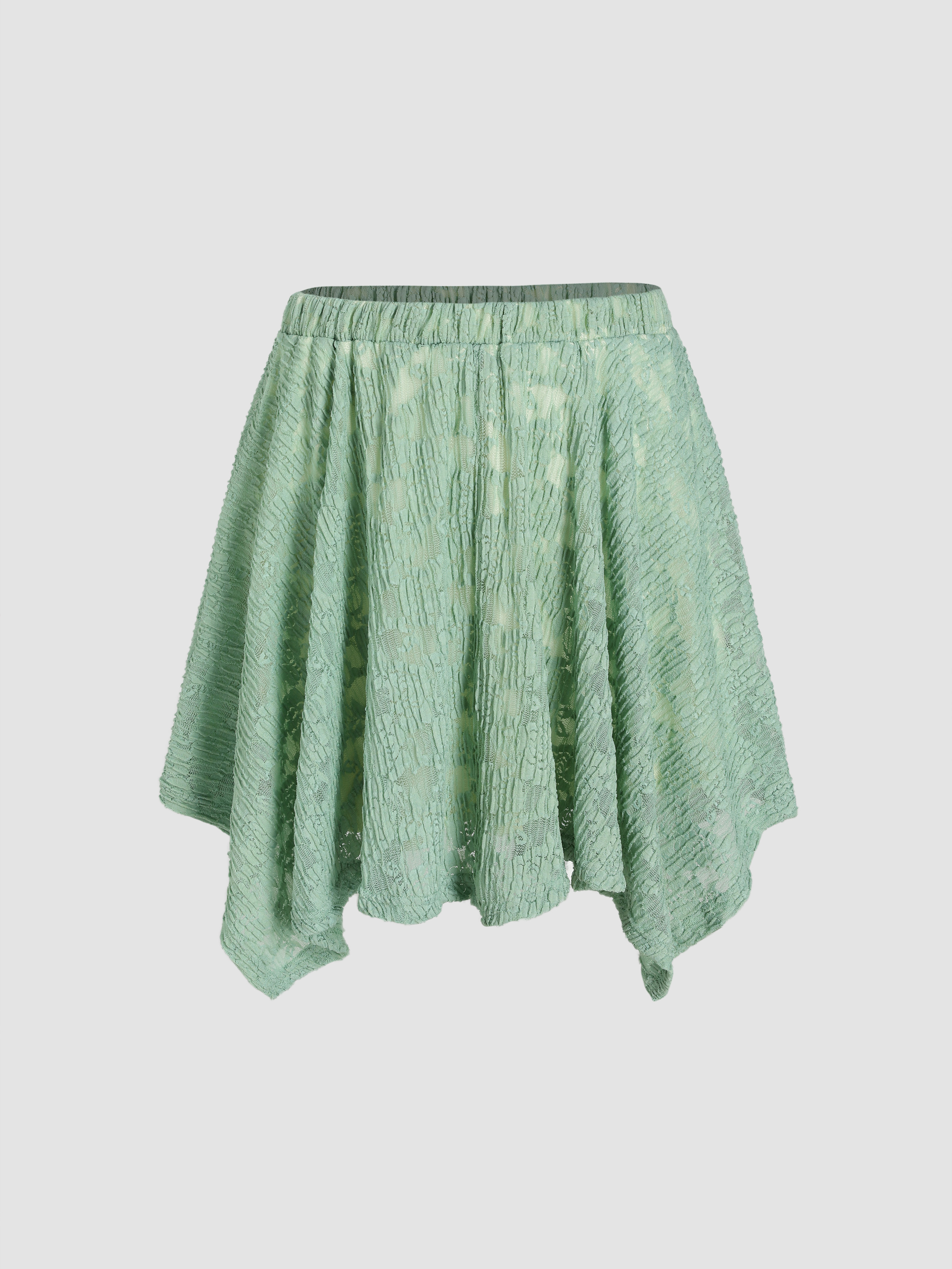 Ruffle Hem Texture Knit Mini Skirt For Vacation