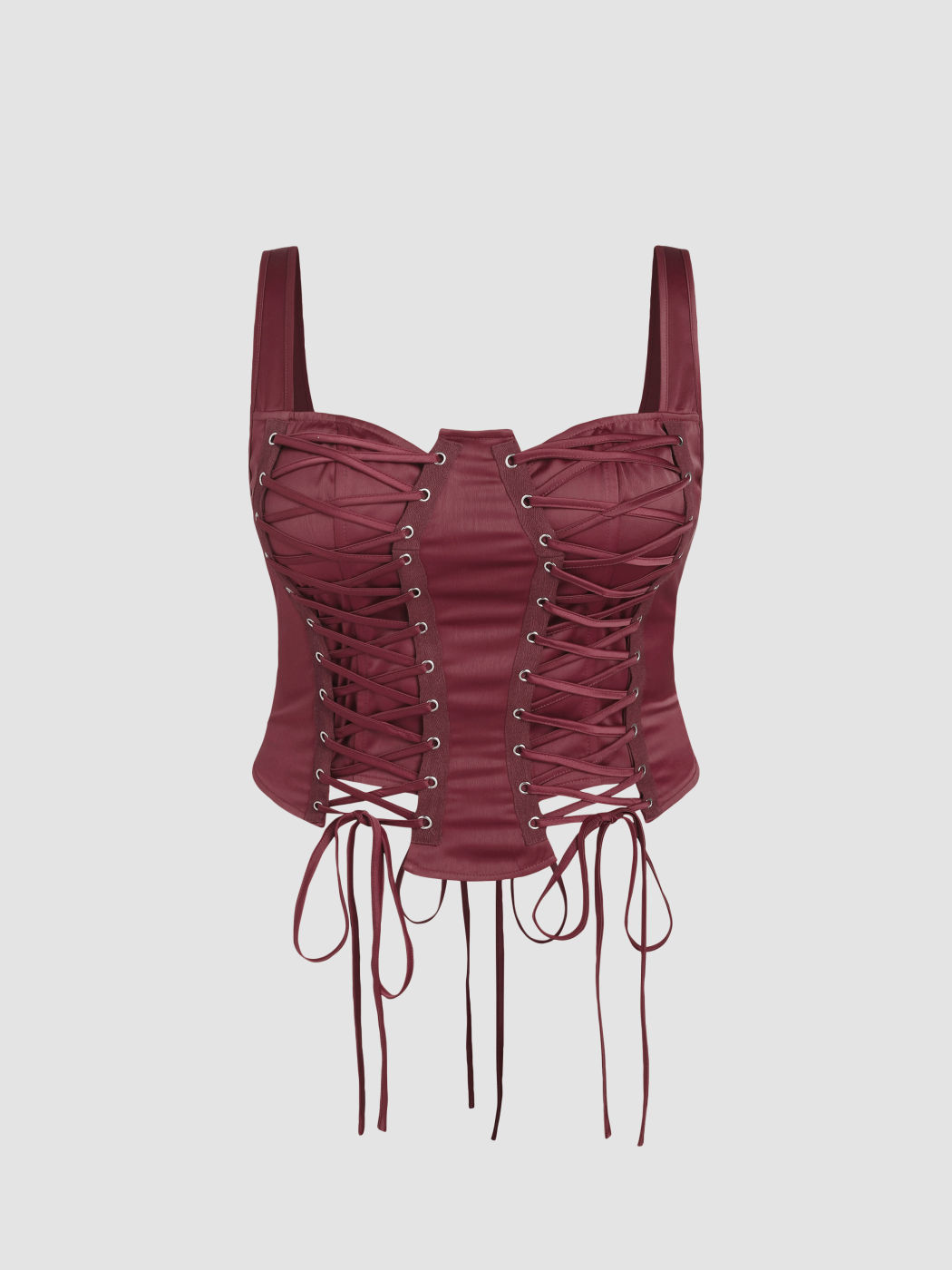 Woven Satin Lace Up Corset Cami Top Curve And Plus For Date