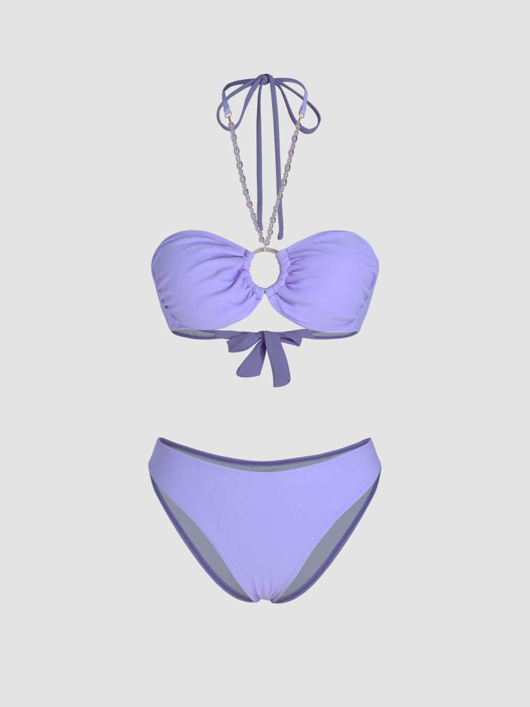 O-Ring Bead Halter Bikini Swimsuit - Cider