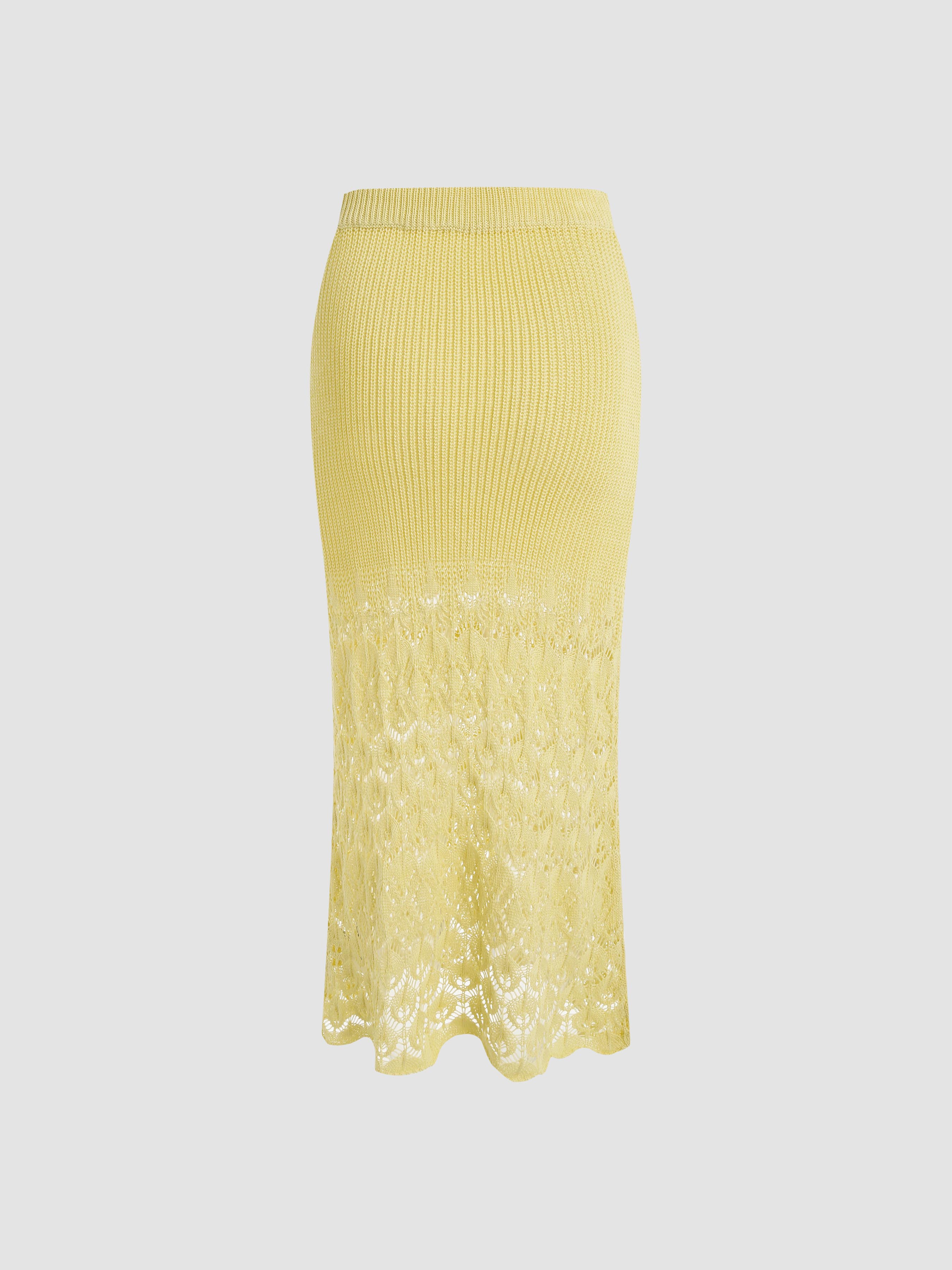 Solid Knit Straight Maxi Skirt For Daily Casual