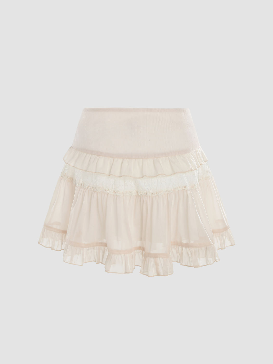 Ruffle Hem Lace Mini Skirt For Daily Casual Date Vacation