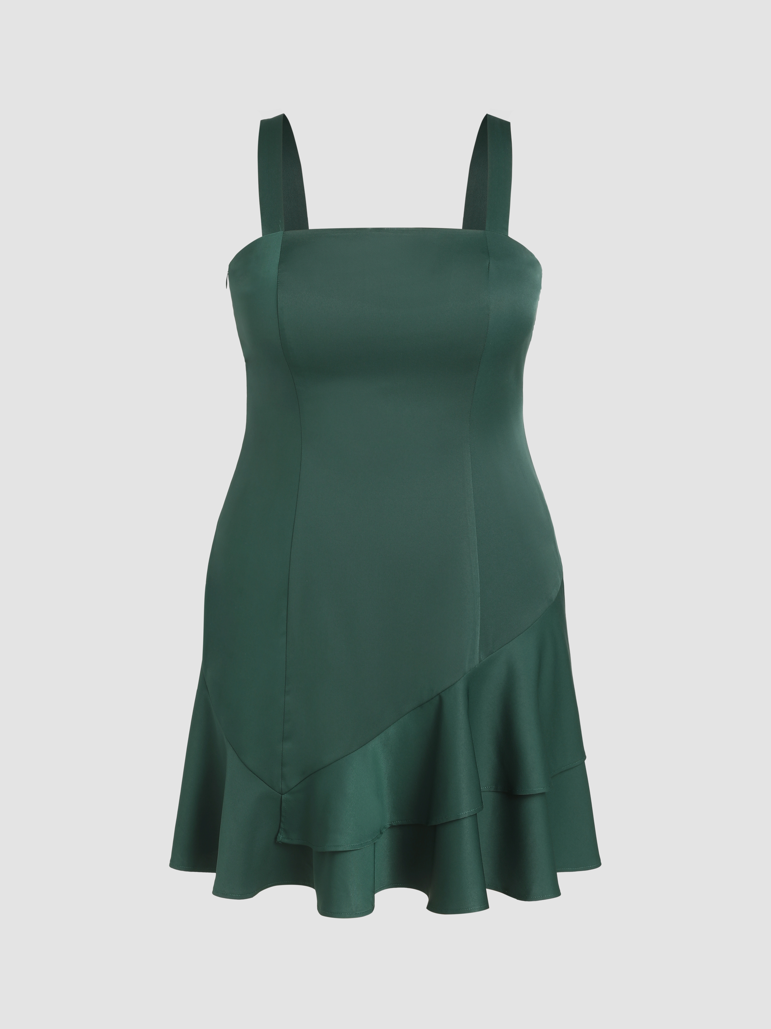 Satin Satin Ruffle Hem Mini Dress Curve And Plus For Date