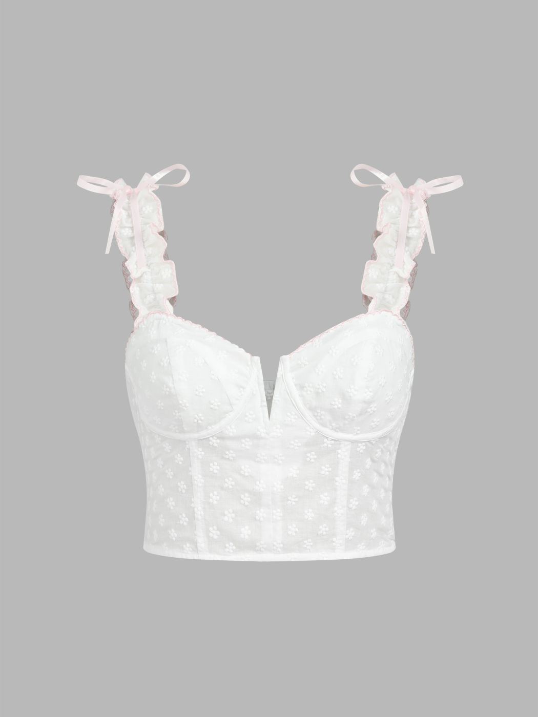 Woven Floral Knotted Corset V-Wire Tank Top For Vacation