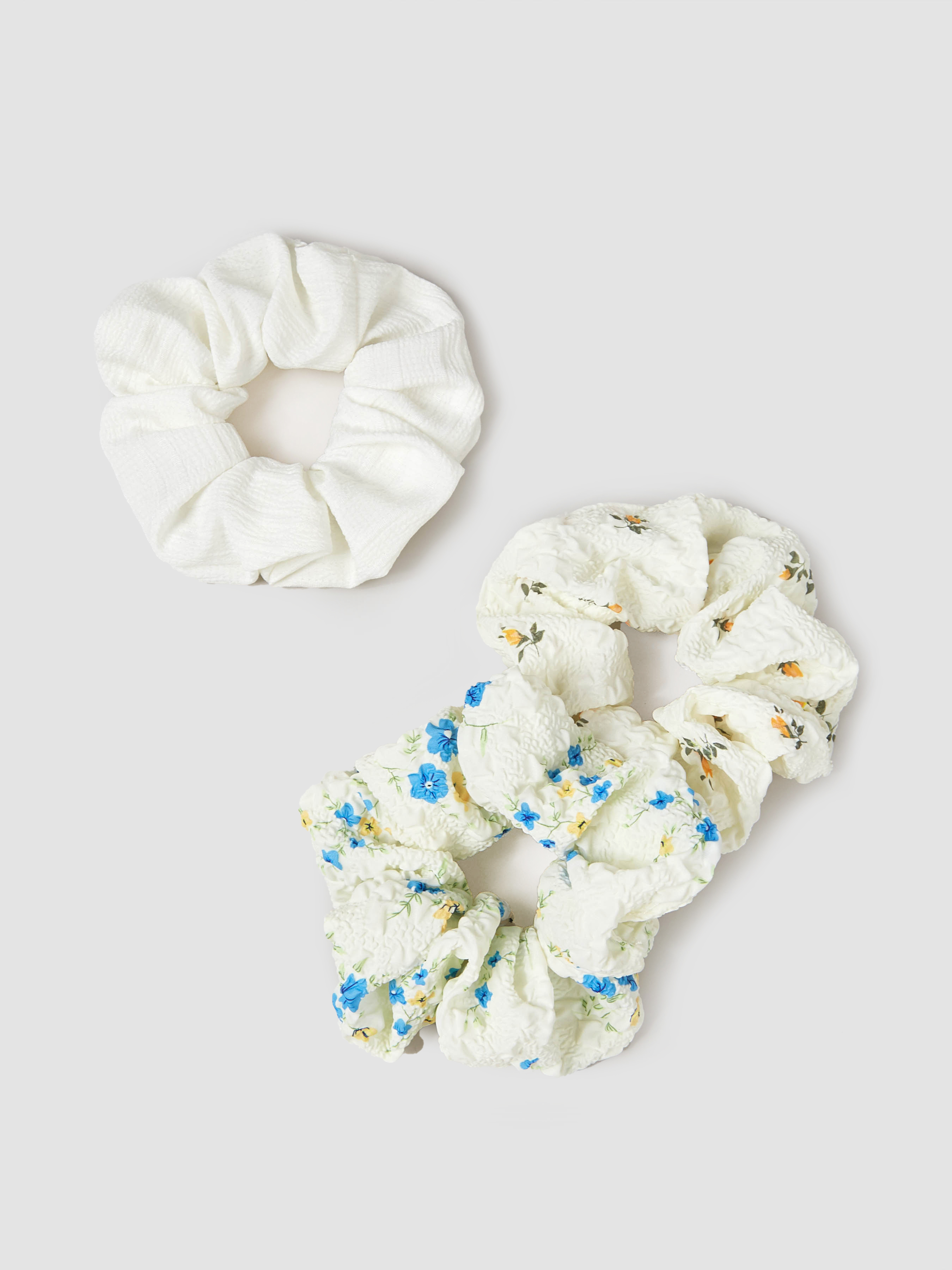 3pcs Texture Floral Scrunchie - Cider