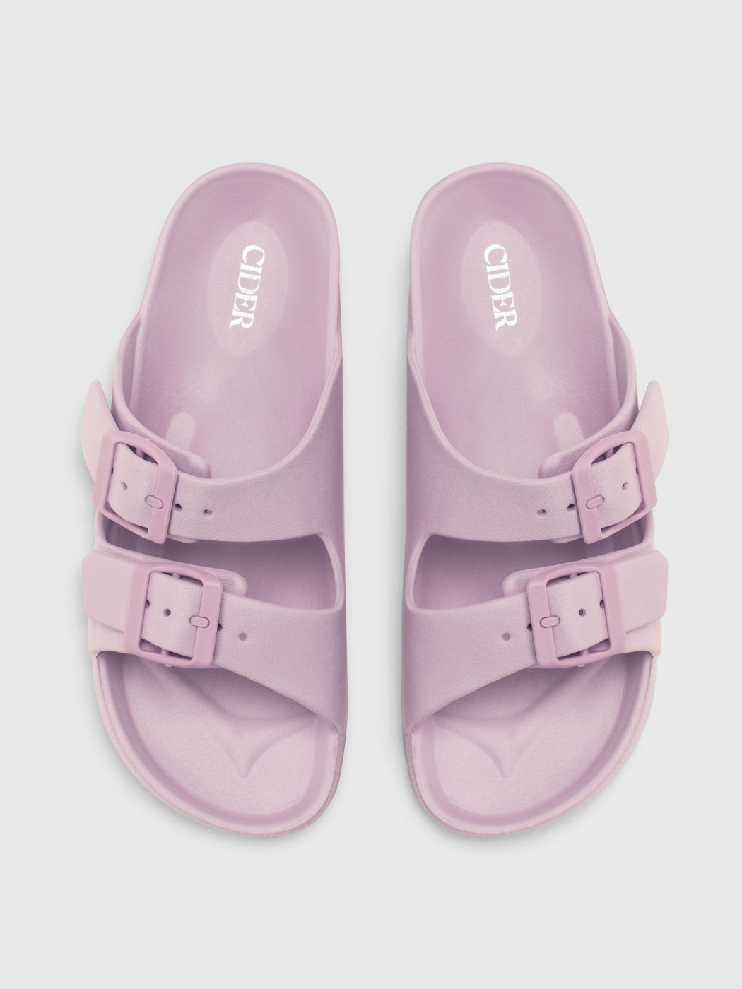 Buckle Detail Double Strap Slippers - Cider