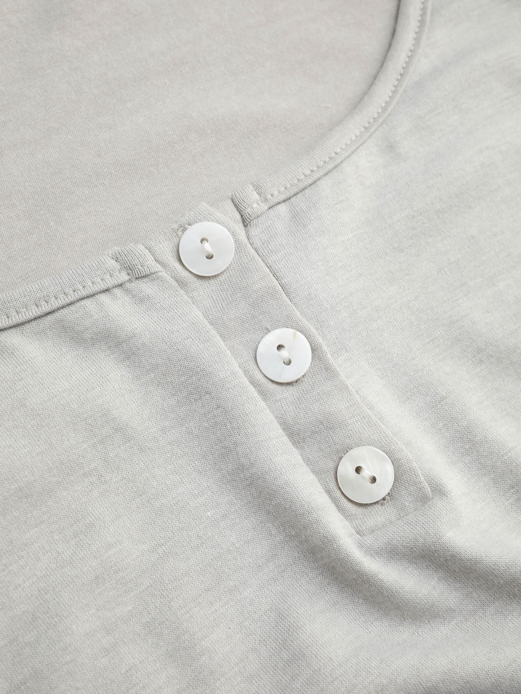 Knit Fabric U-neckline Drawstring Button Short Sleeve Top For Daily Casual