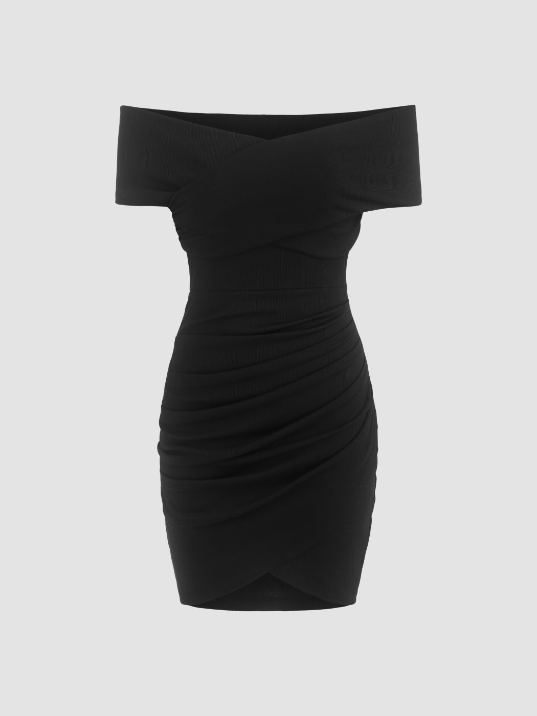 Knit Fabric Off Shoulder Ruched Mini Dress For Date Daily Casual