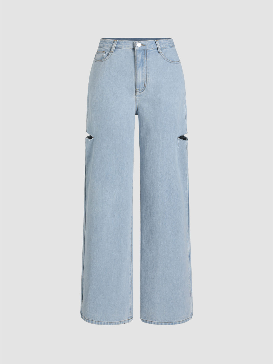 Denim Denim Cut Out Wide Leg Jeans For School Daily Casual