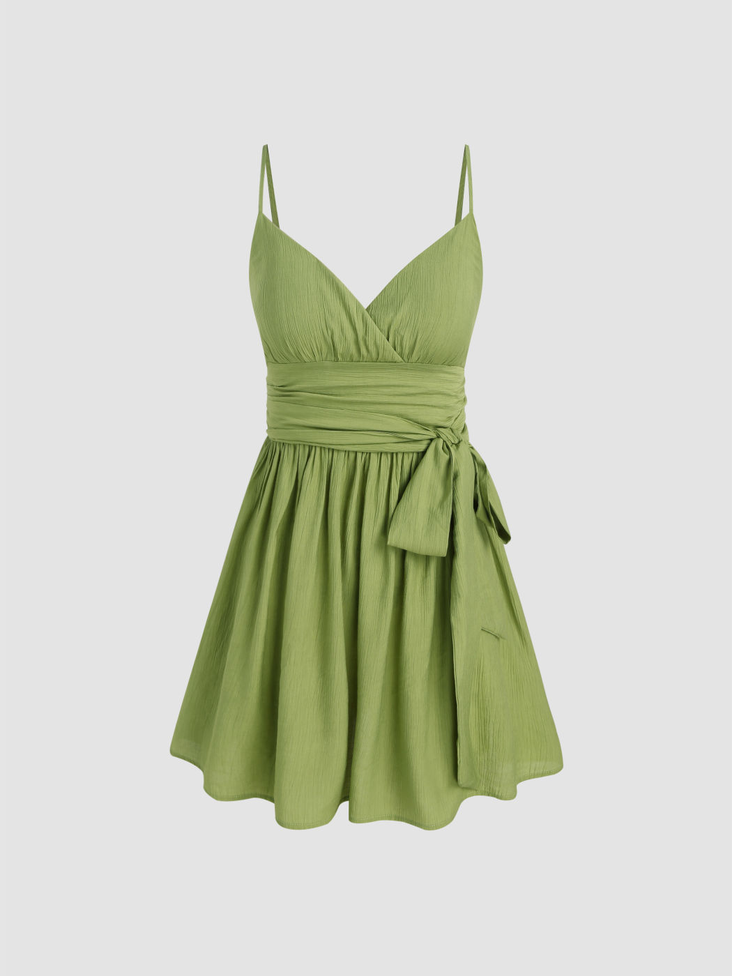 V-neck Knotted Ruffle Hem Mini Dress For Vacation