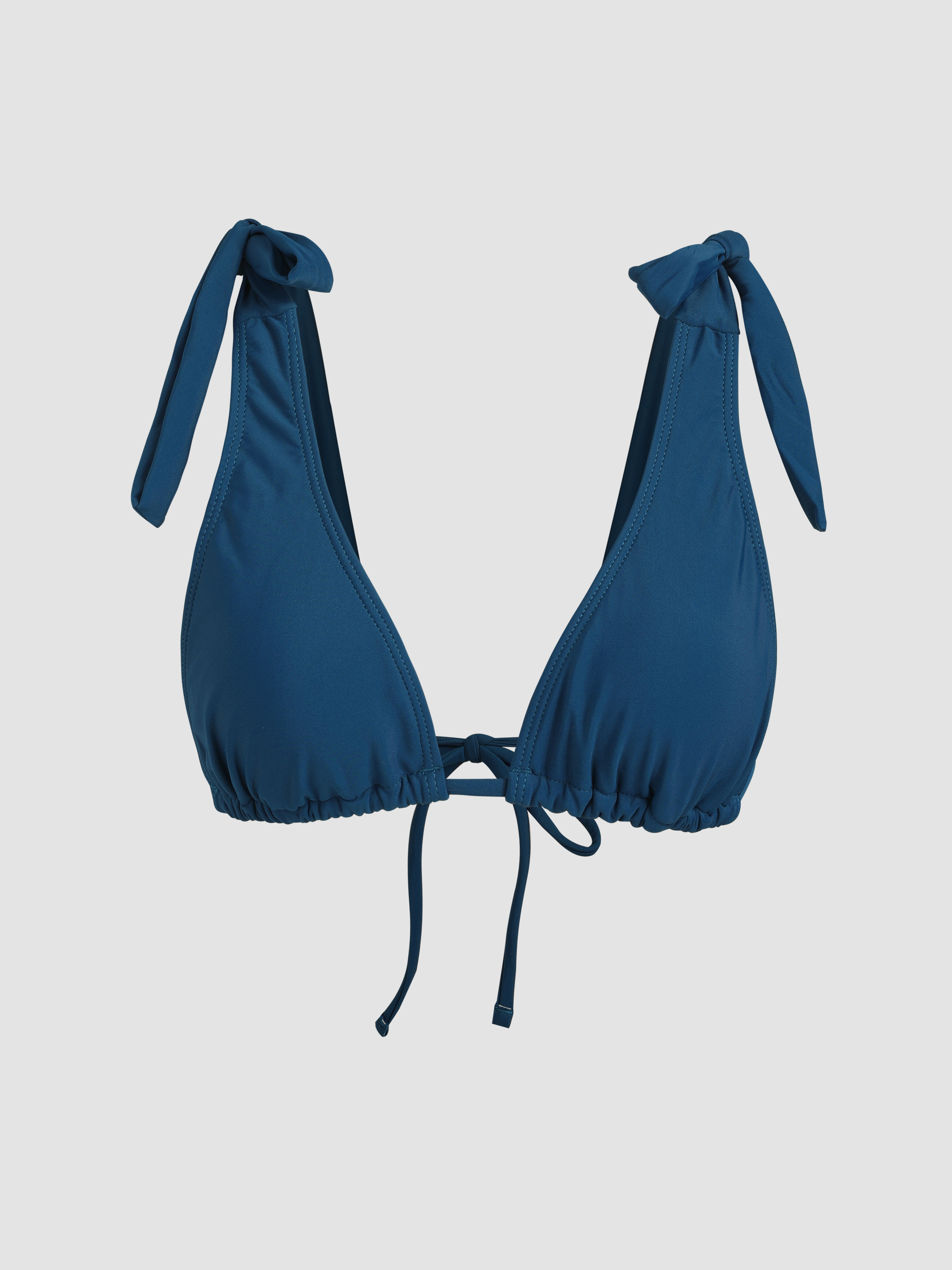 Knit Fabric Bowknot Ruched Tie Back Bikini Top For Vacation Swimming