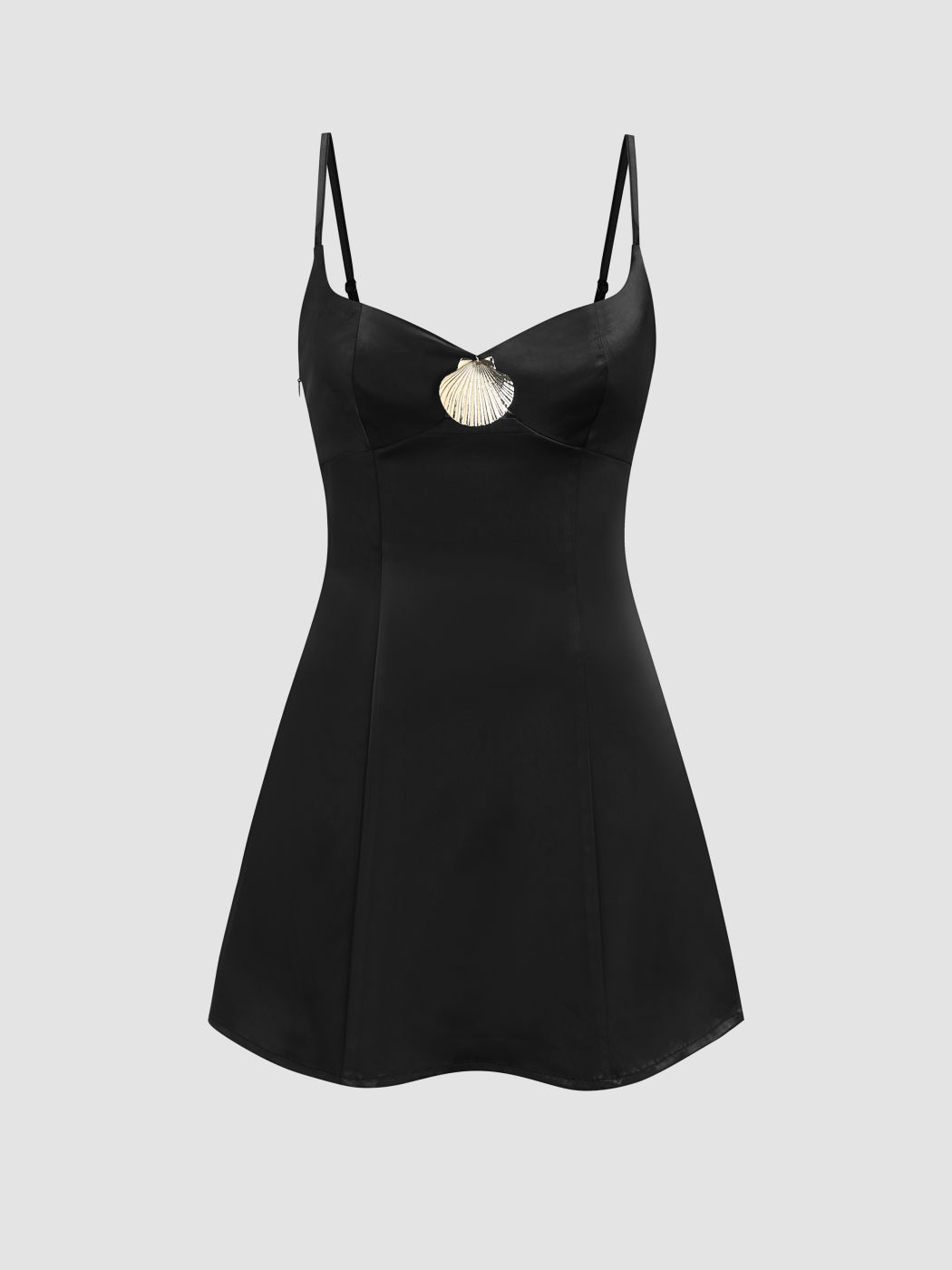 Sun Dresses Shell Decor Satin Mini Dress For Date Coffee Shop