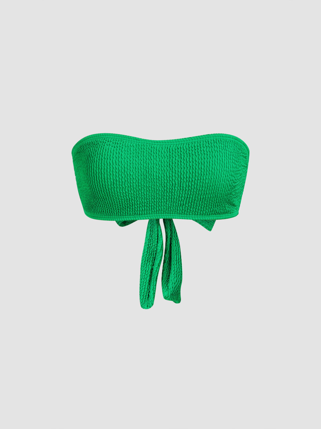 Knit Fabric Texture Tie Back Bandeau Bikini Top For Vacation Swimming