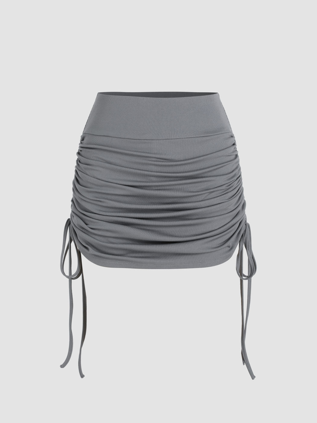 Ruched Drawstring Mini Skort - Cider