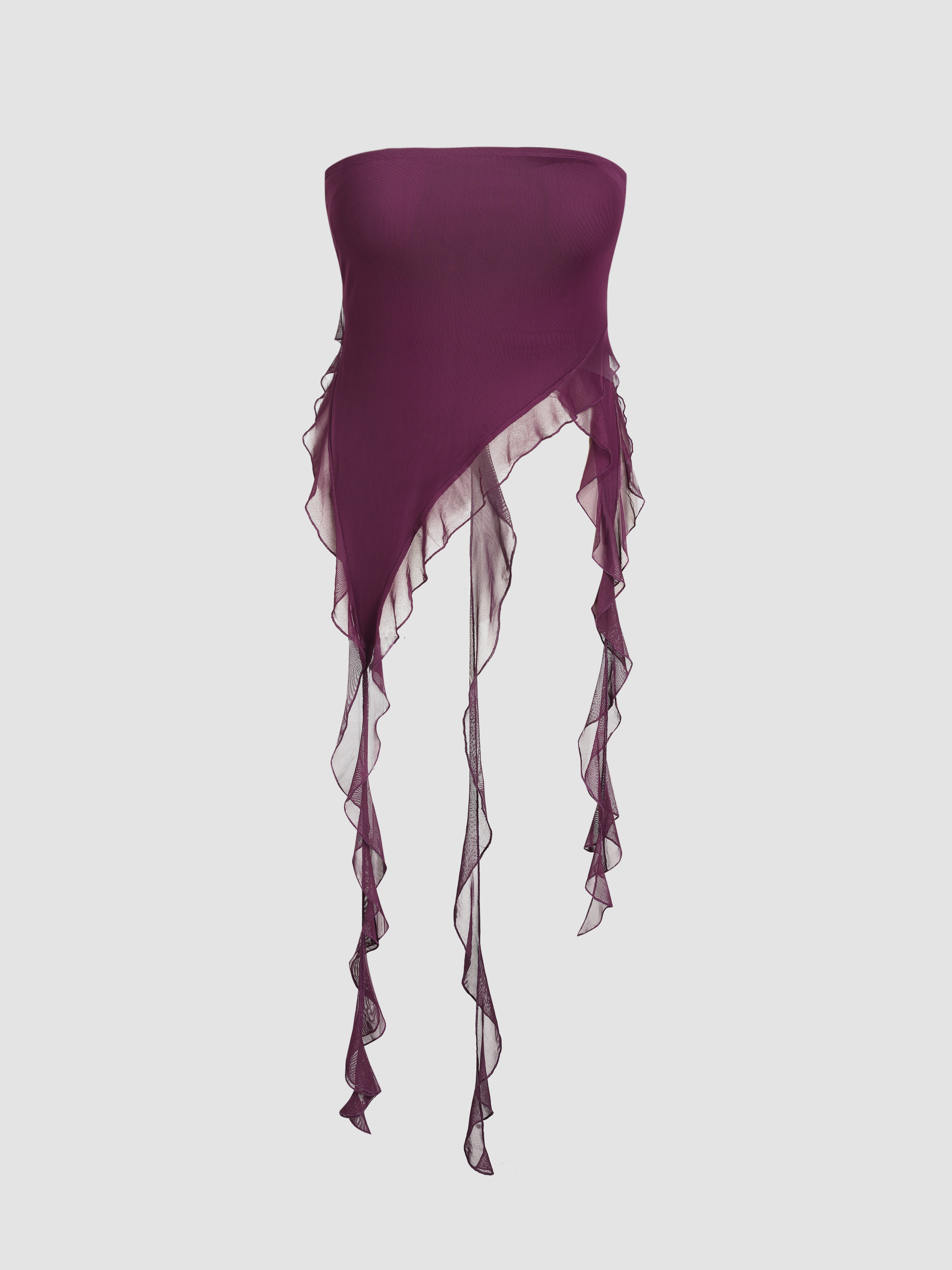 Woven Mesh Strapless Lettuce Trim Cami Top Curve & Plus For Music ...