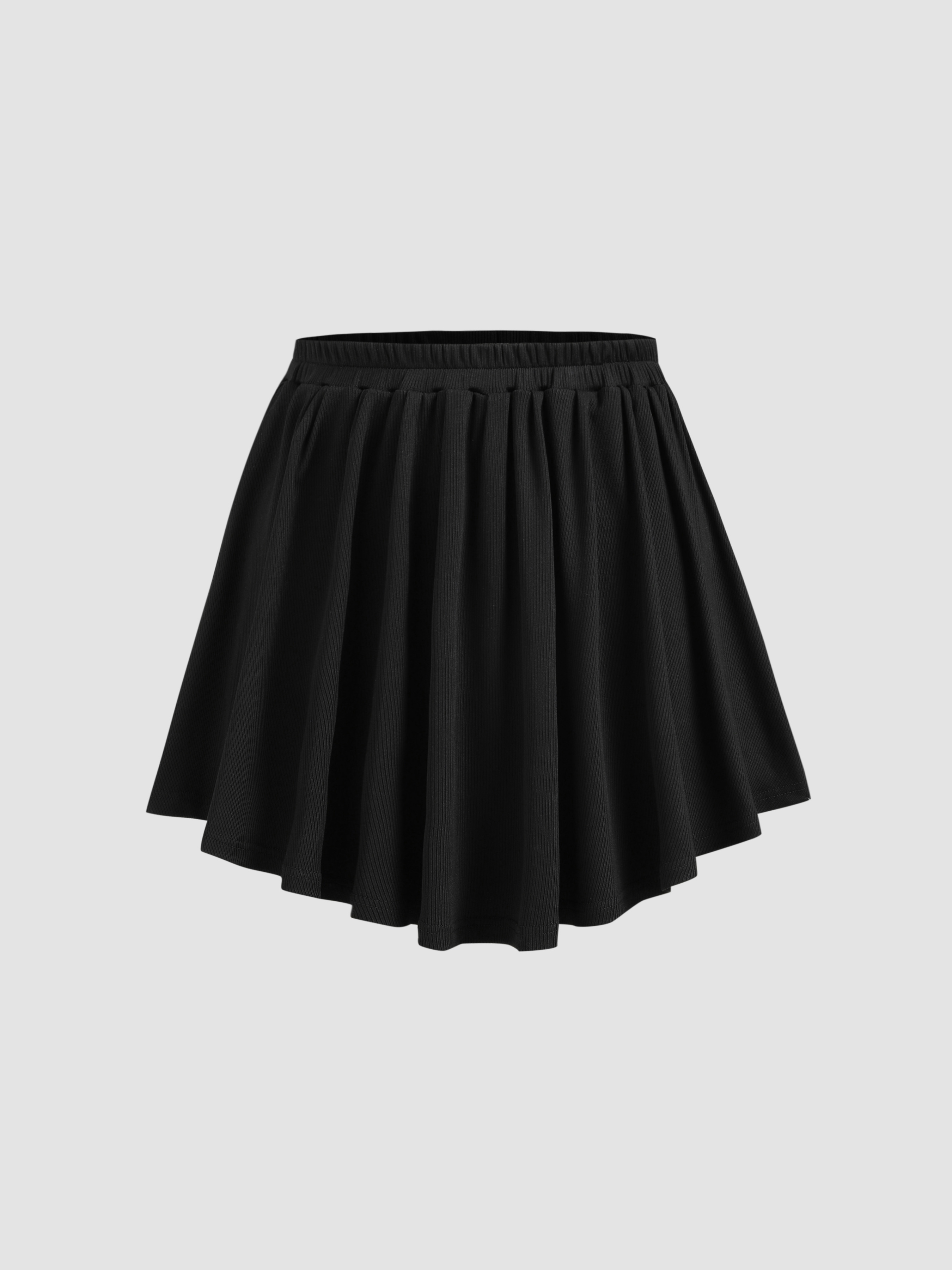 Knit High Waist Ruffle Hem Wide Leg Shorts For Daily Casual