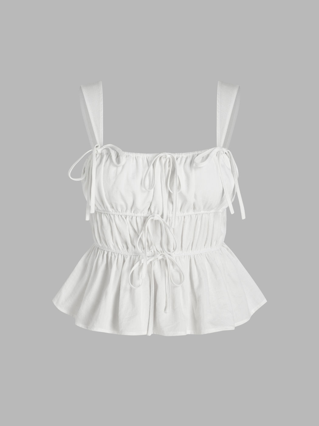 Woven Square Neck Ruched Knotted Crop Top For Daily Casual Date