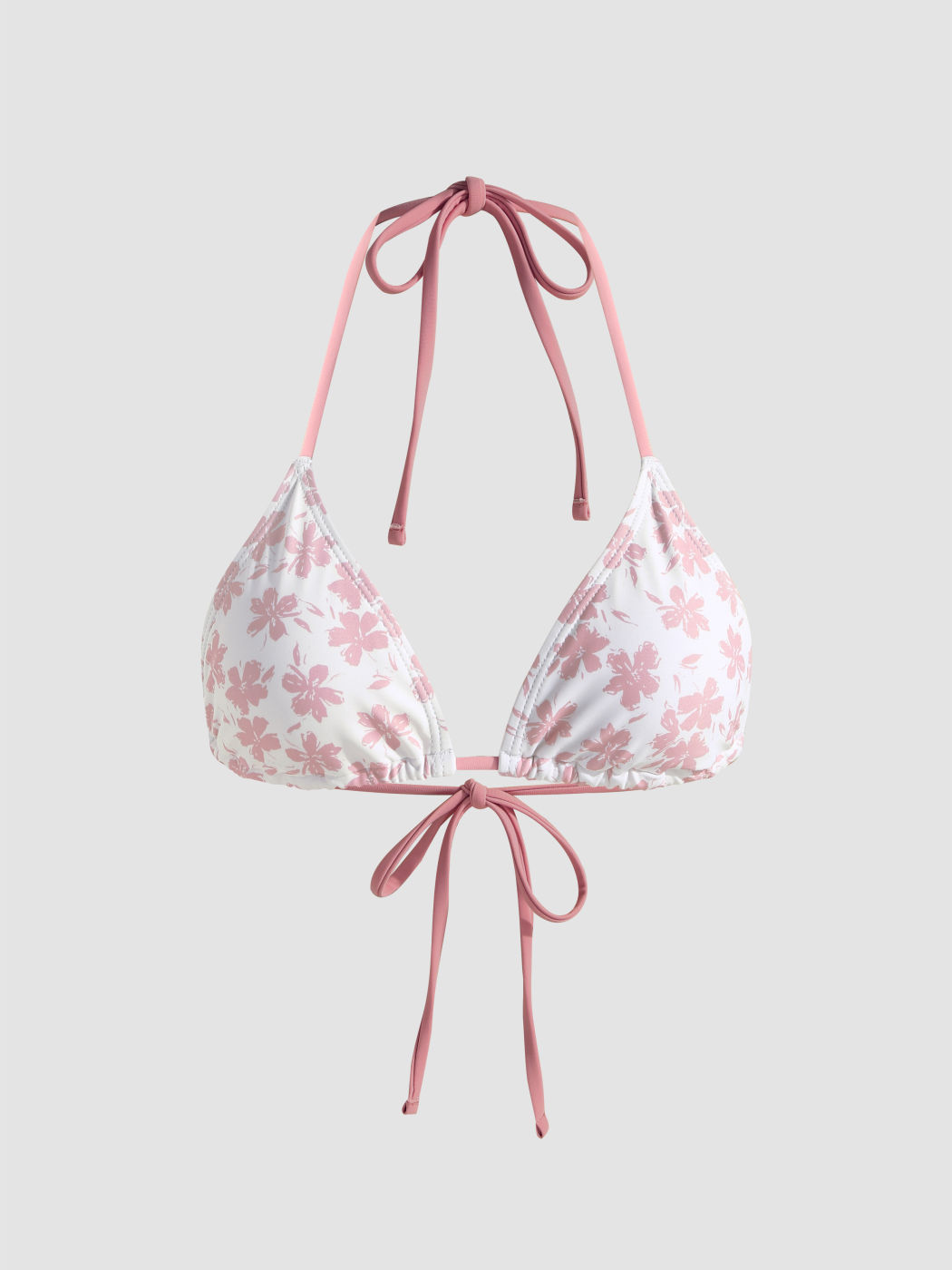 Halter Floral Tie Back Triangle Bikini Top - Cider