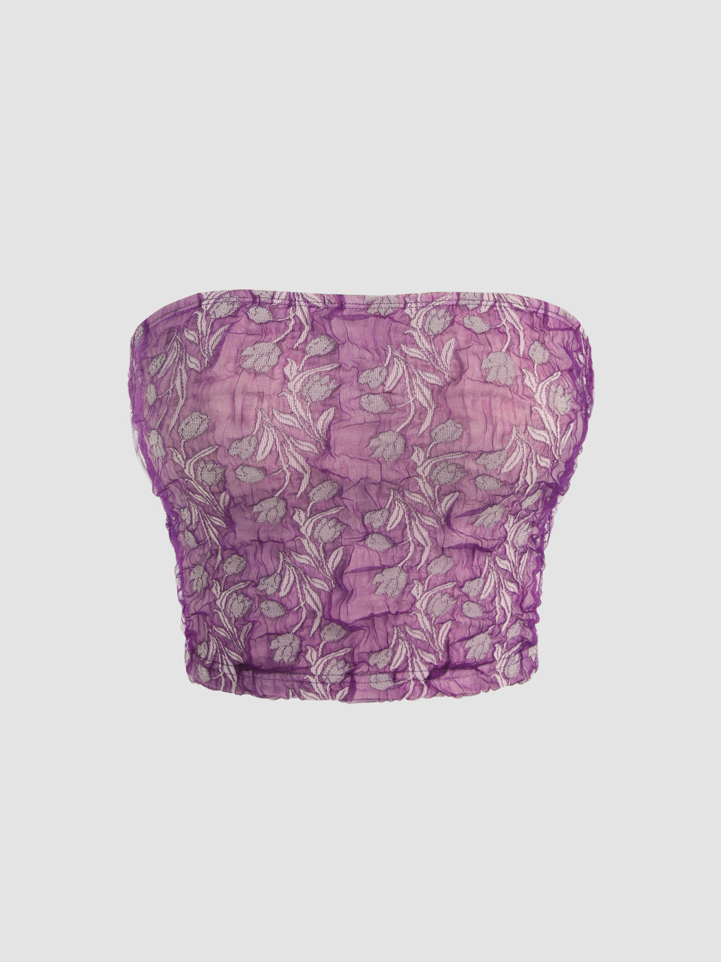 Mesh Floral Mesh Crop Tube Top For Date