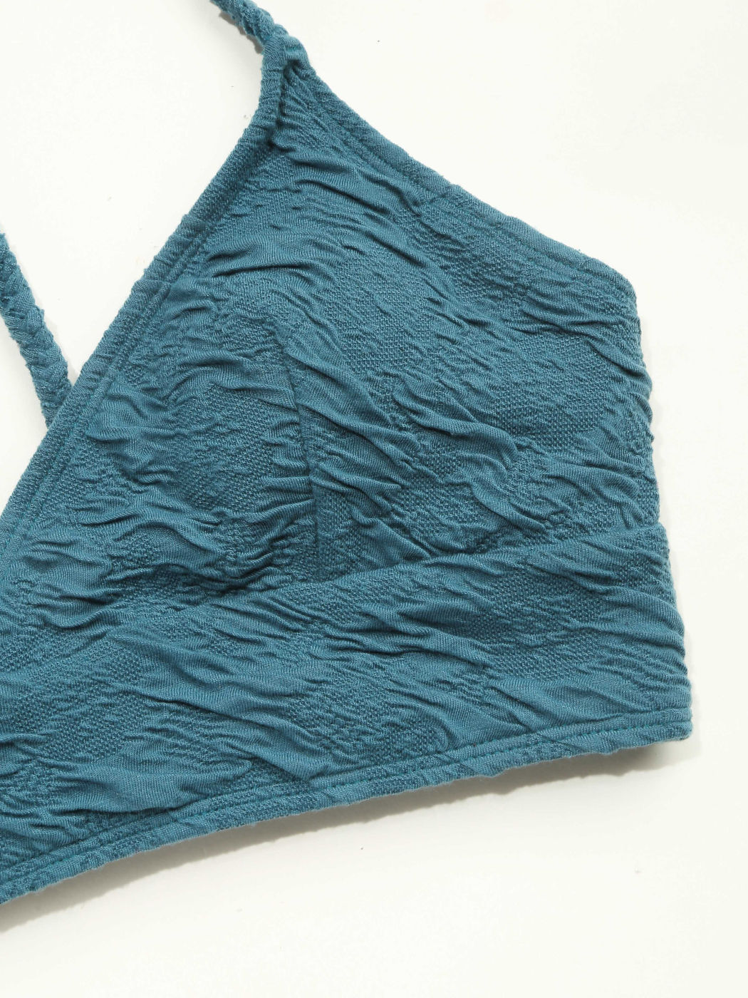 Criss Cross Tie Back Texture Bikini Top For Vacation Swimming Pool Beach