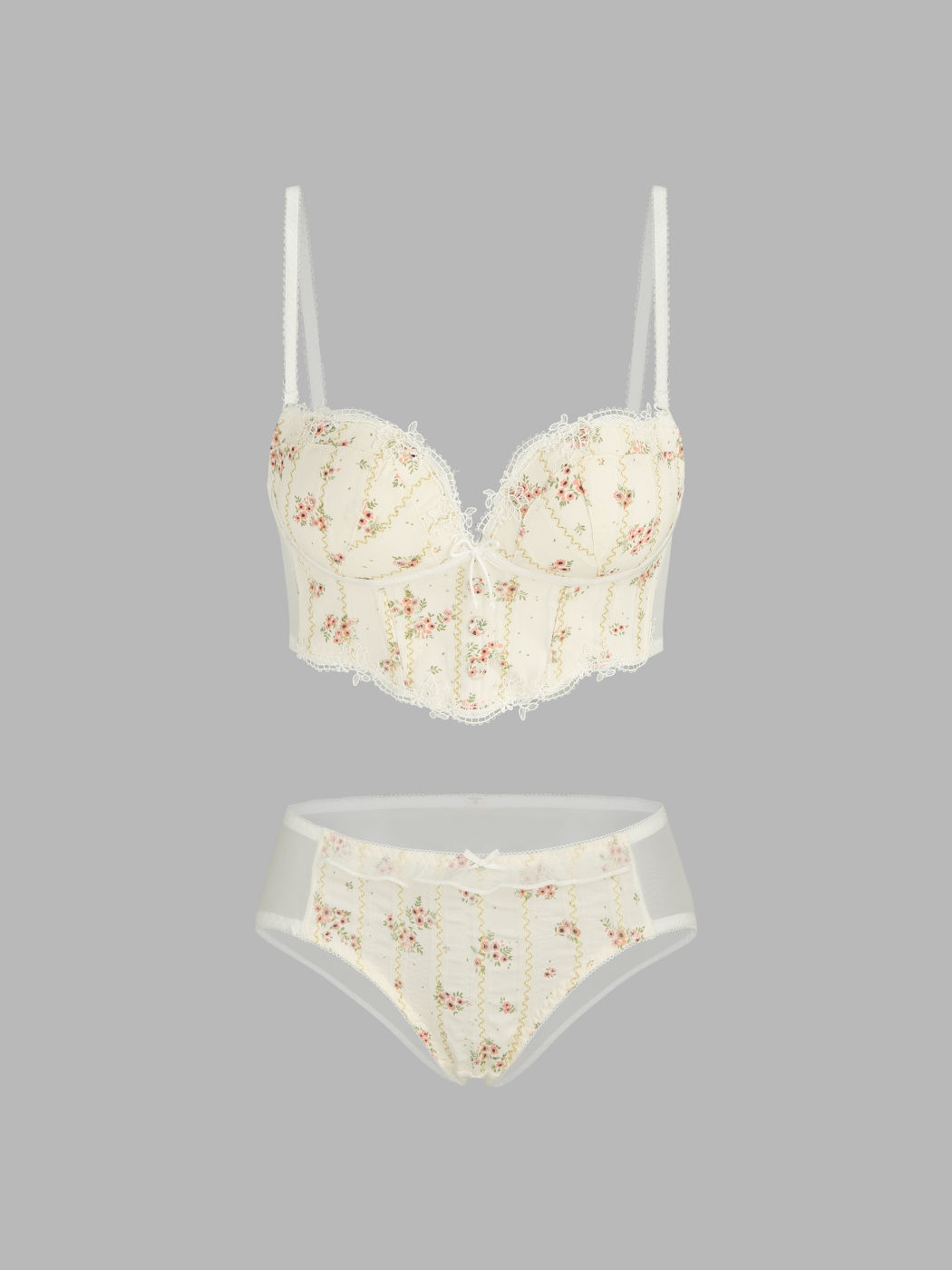 Floral Lace Trim Lingerie Set For Home