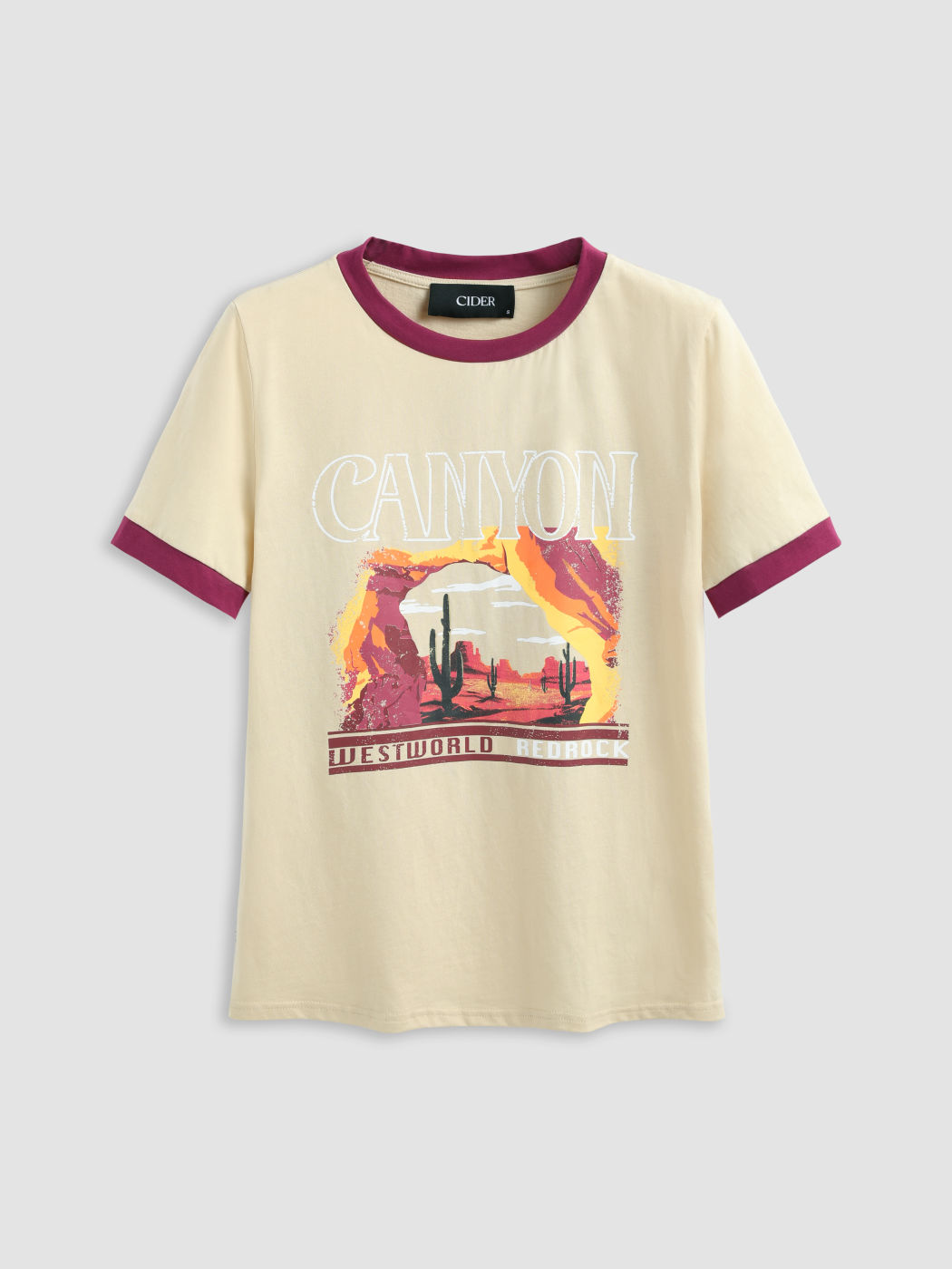 Canyon Graphic Contrast Trim Tee - Cider