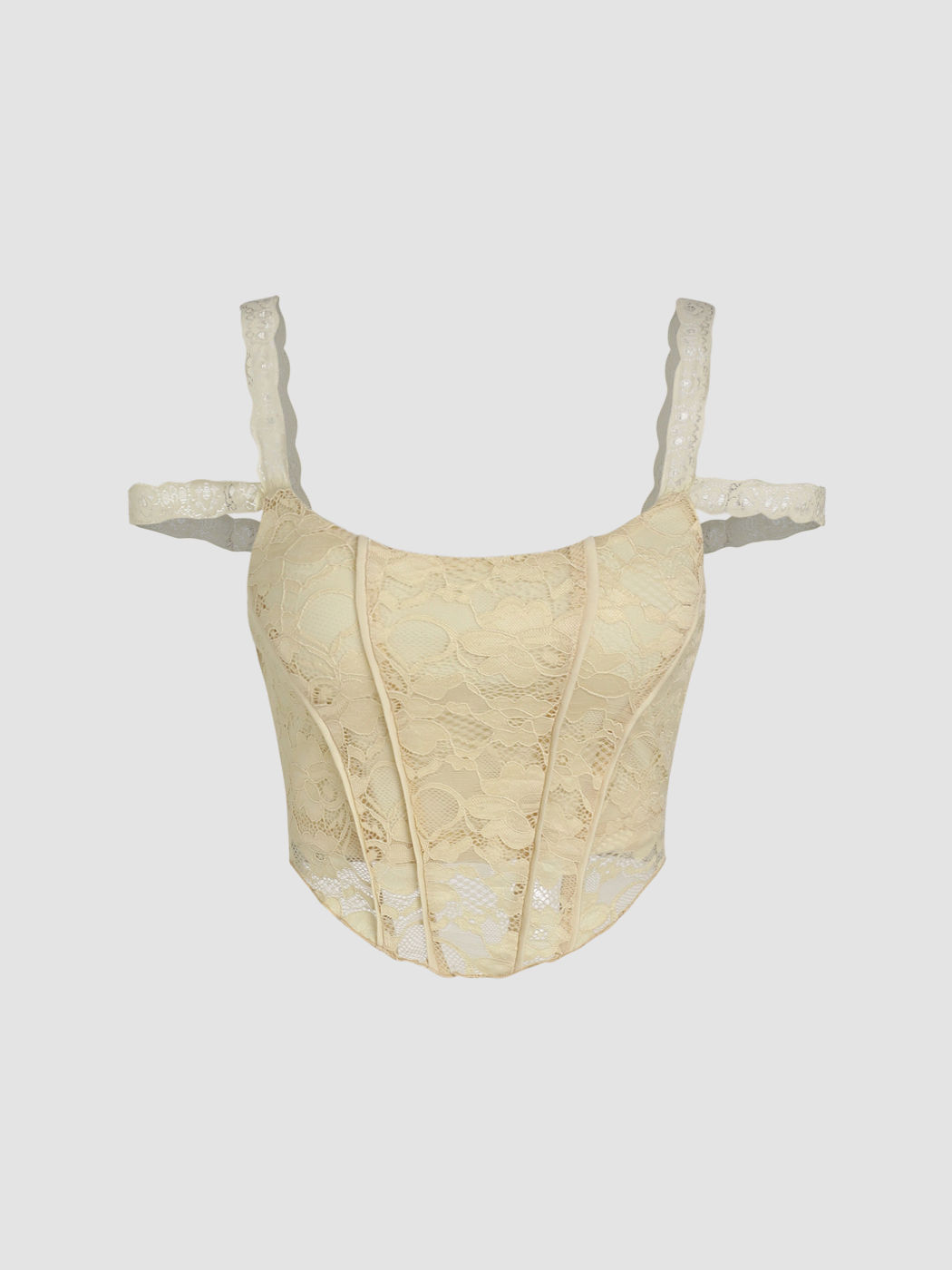 Floral Lace Trim Corset Crop Top For Date