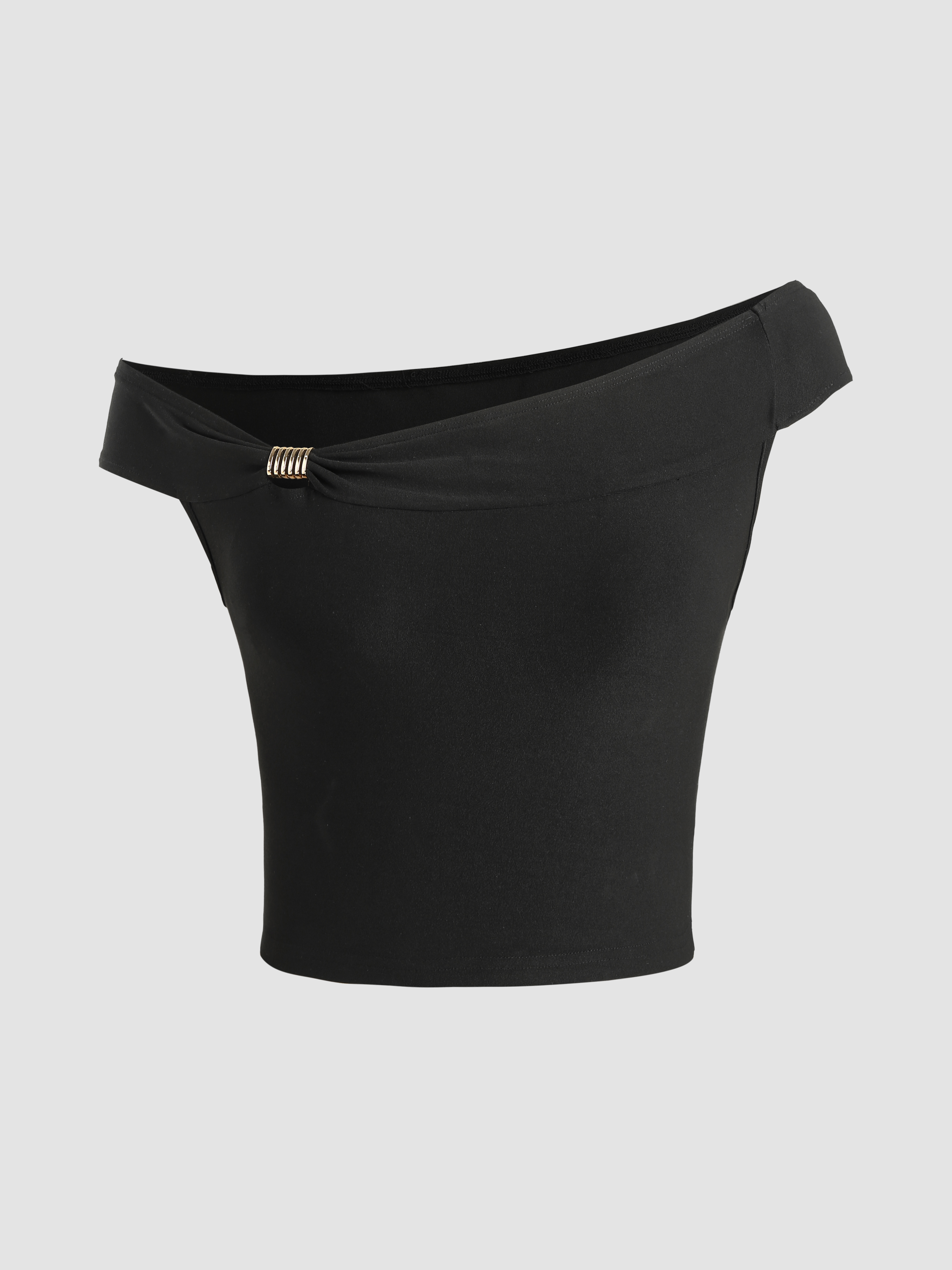 Off-shoulder Asymmetrical Crop Top For Daily Casual Vacation