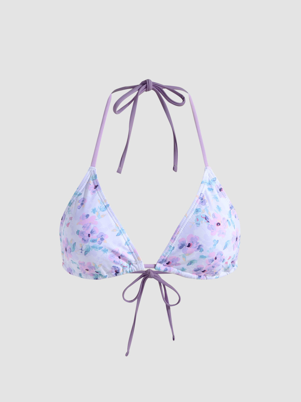 Halter Floral Tie Back Triangle Bikini Top For Vacation Swimming Pool Beach