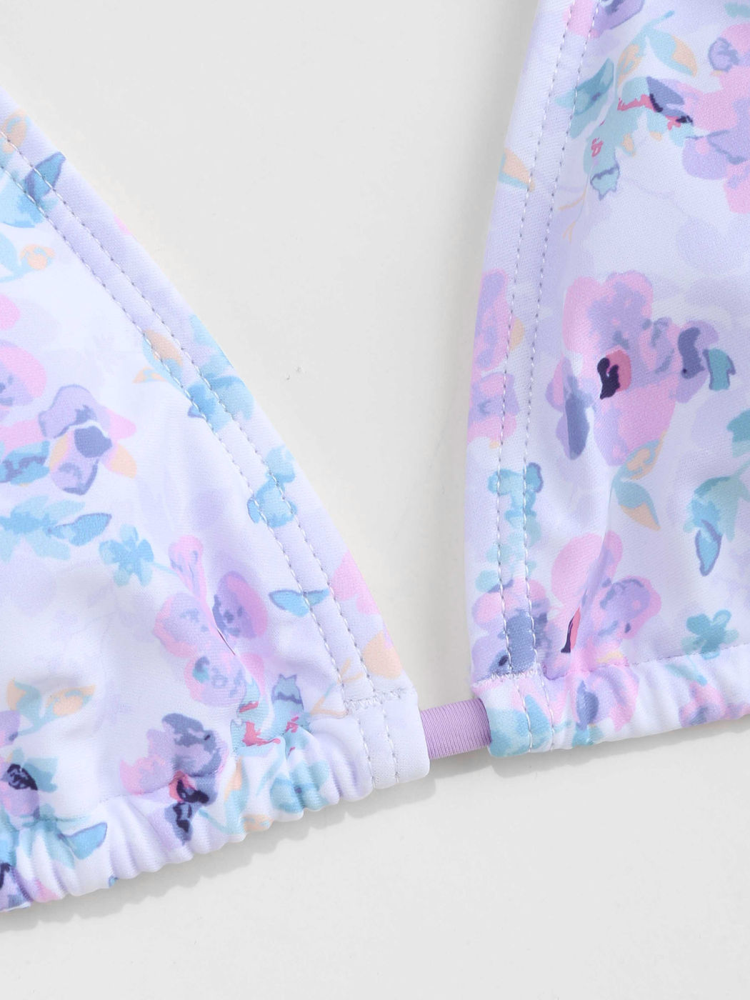 Halter Floral Tie Back Triangle Bikini Top For Vacation Swimming Pool Beach