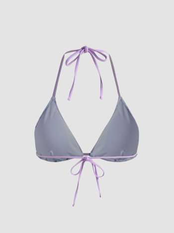 Halter Floral Tie Back Triangle Bikini Top For Vacation Swimming Pool Beach