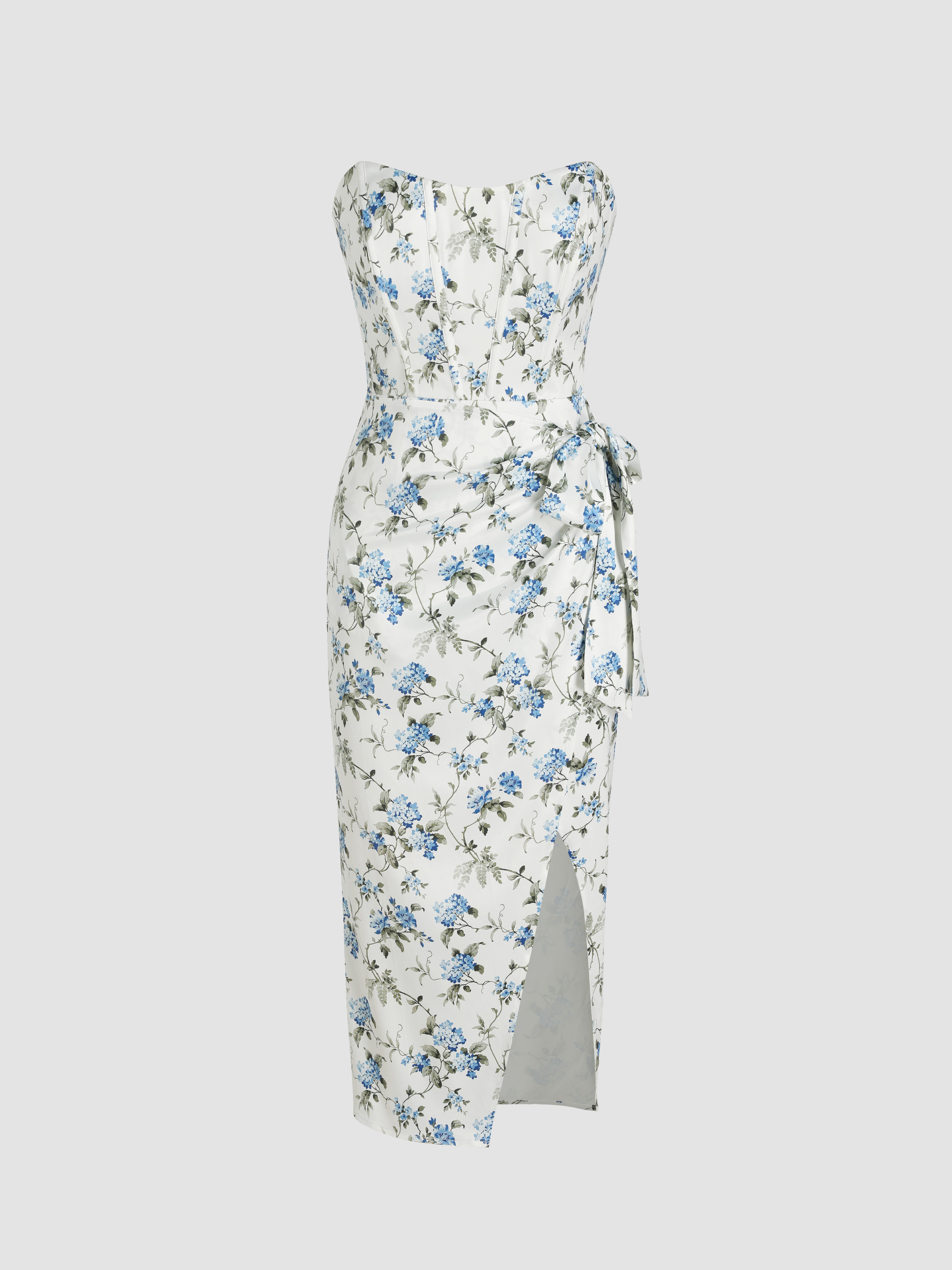 Floral Corset Tube Midi Dress For Date Wedding Vacation