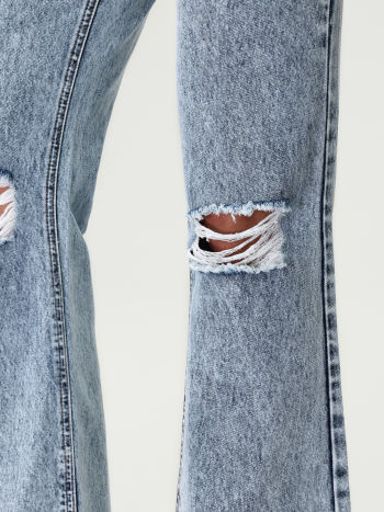 Denim Ripped Flares