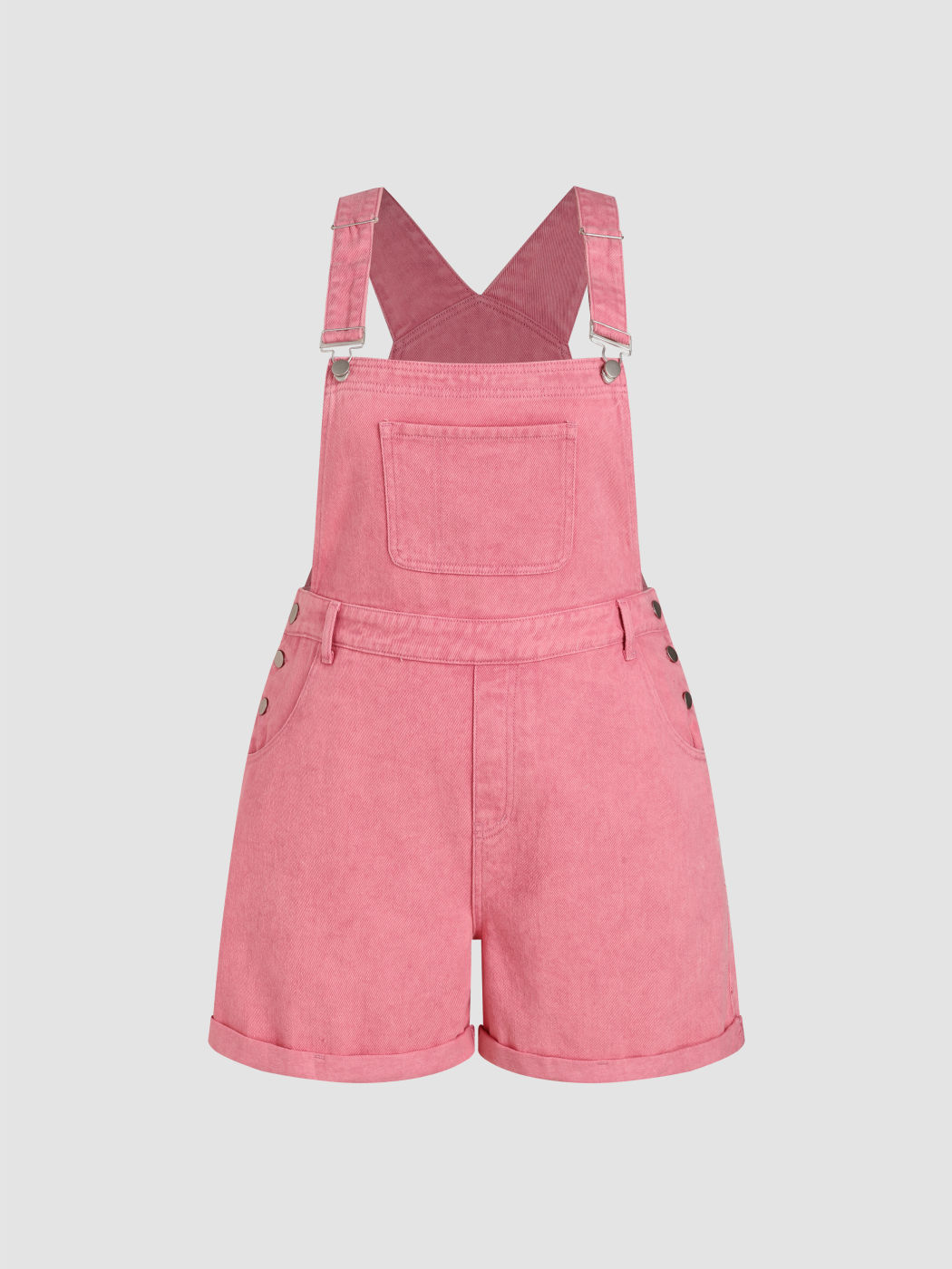 Curve & Plus Denim Pocket Buckle Up Romper For School Daily Casual
