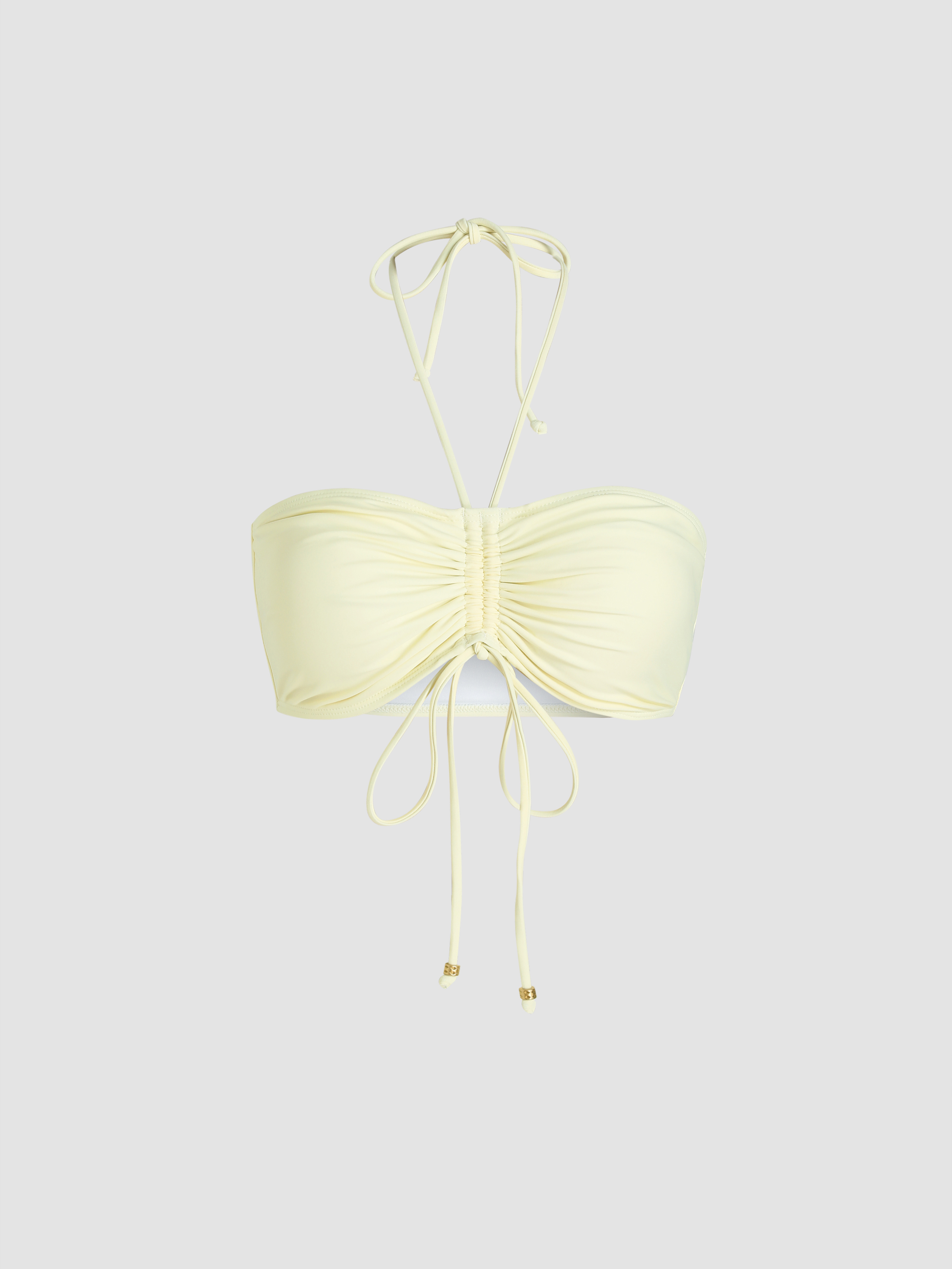 Halter Drawstring Ruched Bikini Top For Vacation Swimming Pool Beach