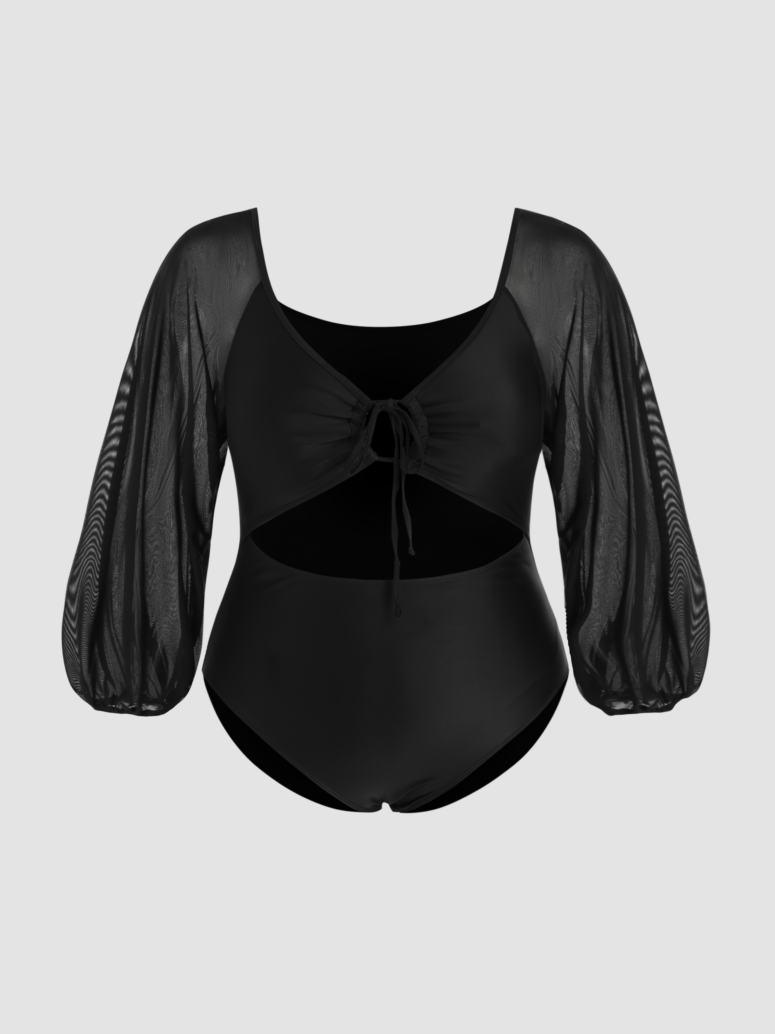 Curve & Plus V-neck Cut Out Bowknot One Piece Swimsuit For Vacation ...